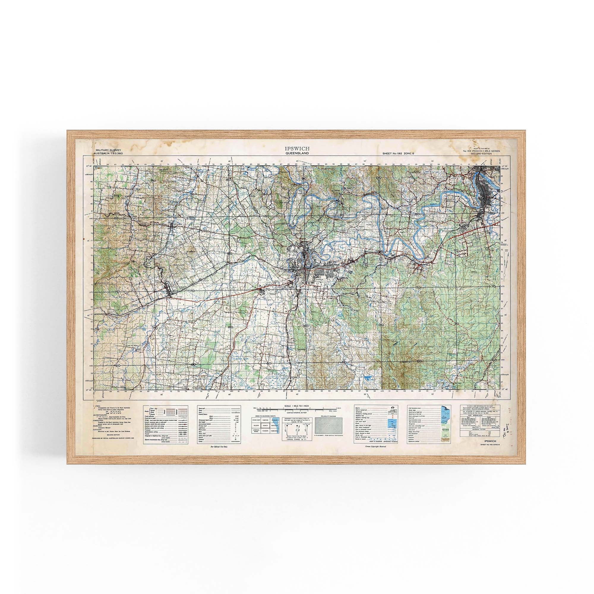 1951 Topographic Map of Ipswich, Queensland – Vintage Maps