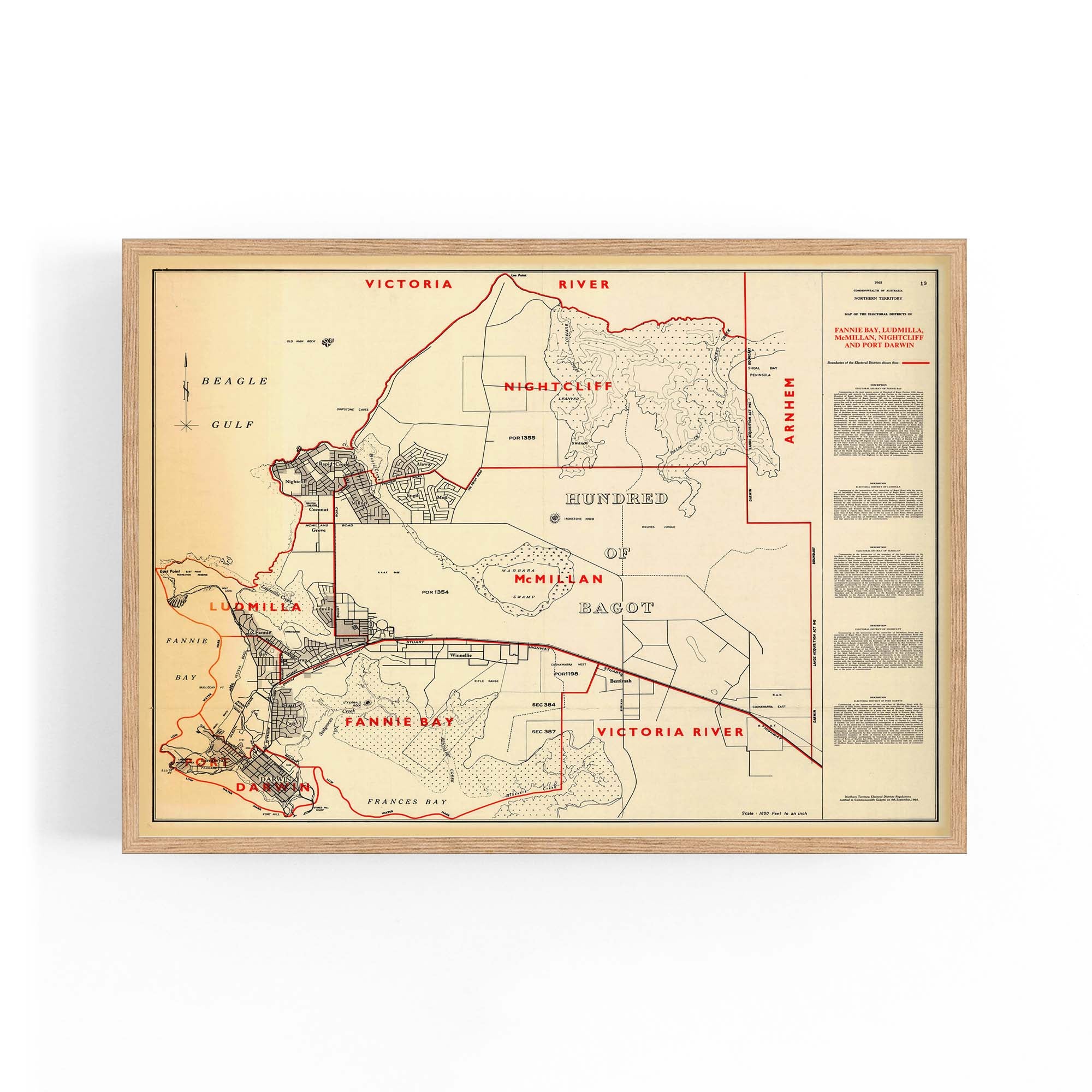 1968 Map of Darwin & Surrounds, Northern Territory – Vintage Maps