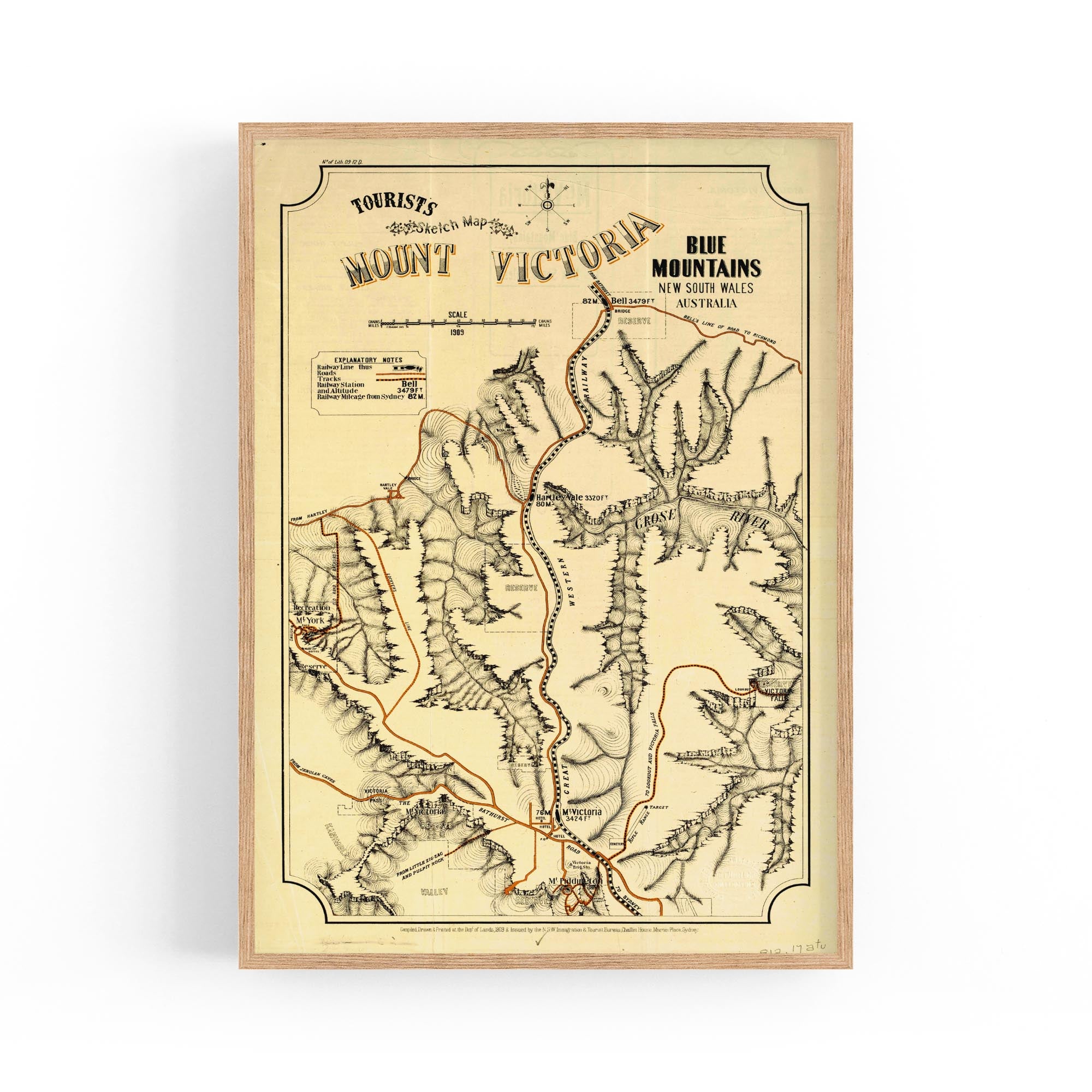 1909 Tourist Map of Mount Victoria, The Blue Mountains, New South Wale ...