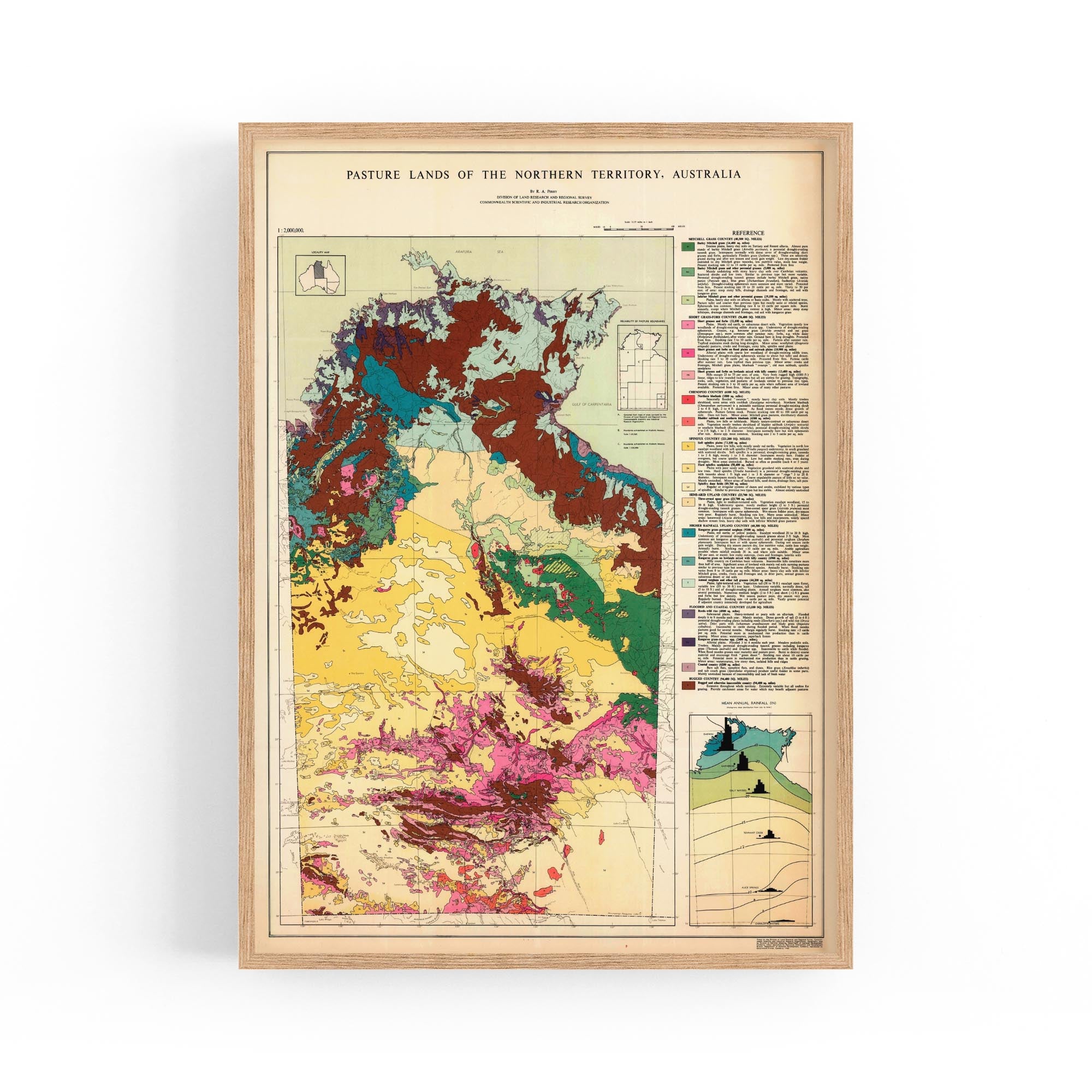 1960 Pasture Lands Map of the Northern Territory – Vintage Maps