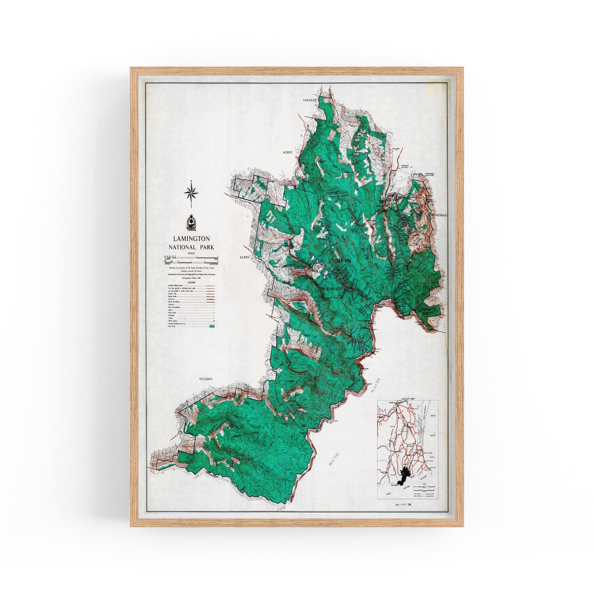 1969 Map of Lamington National Park, Queensland – Vintage Maps