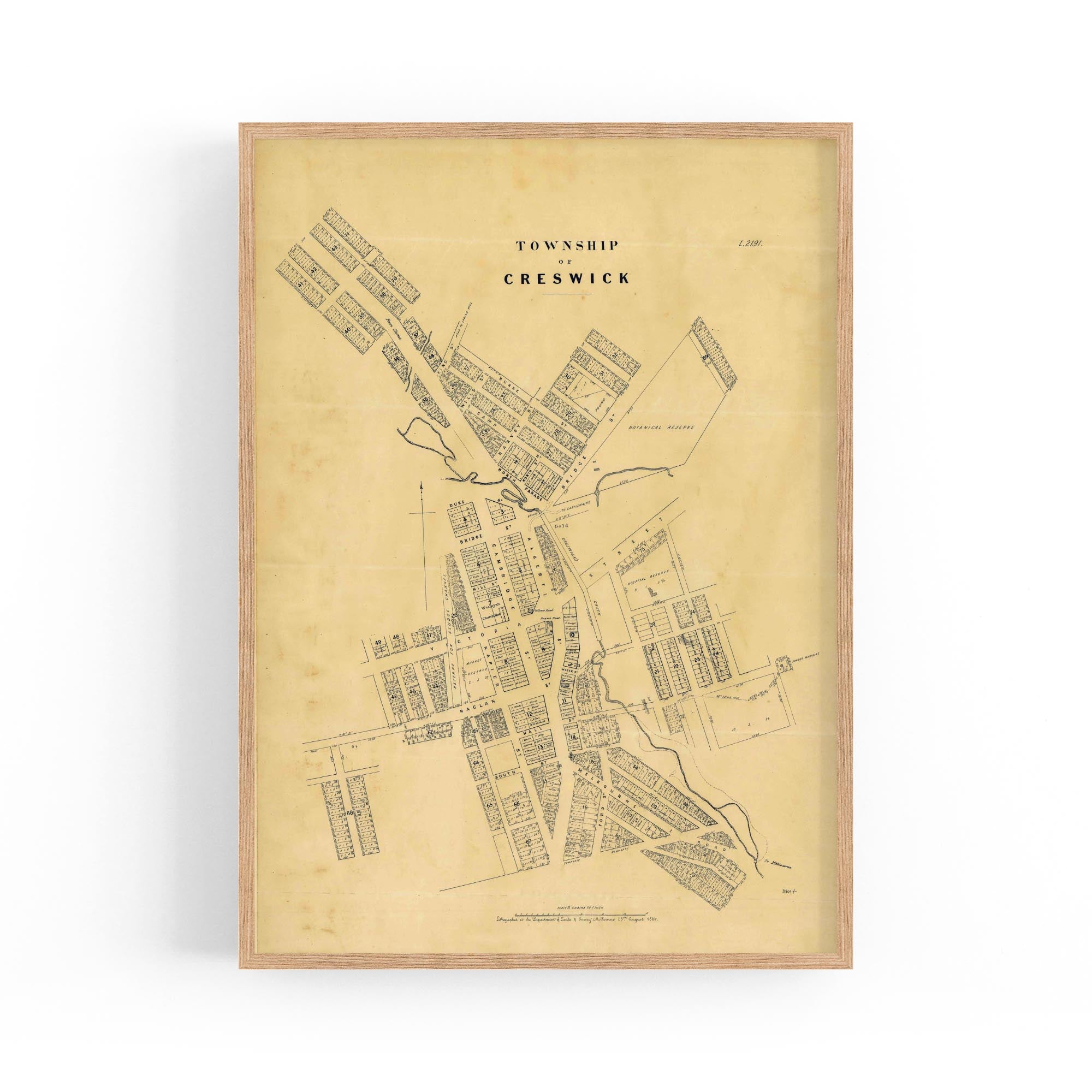 1864 Vintage Map of Creswick, Victoria Australia – Vintage Maps