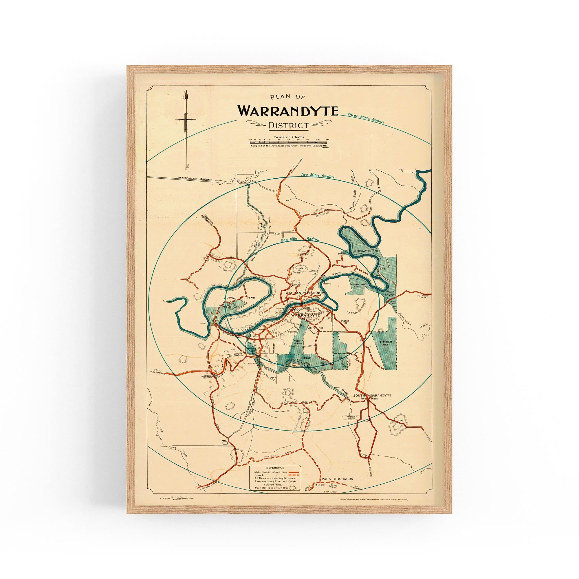 1937 Vintage Map of Warrandyte & Surrounds, Victoria – Vintage Maps