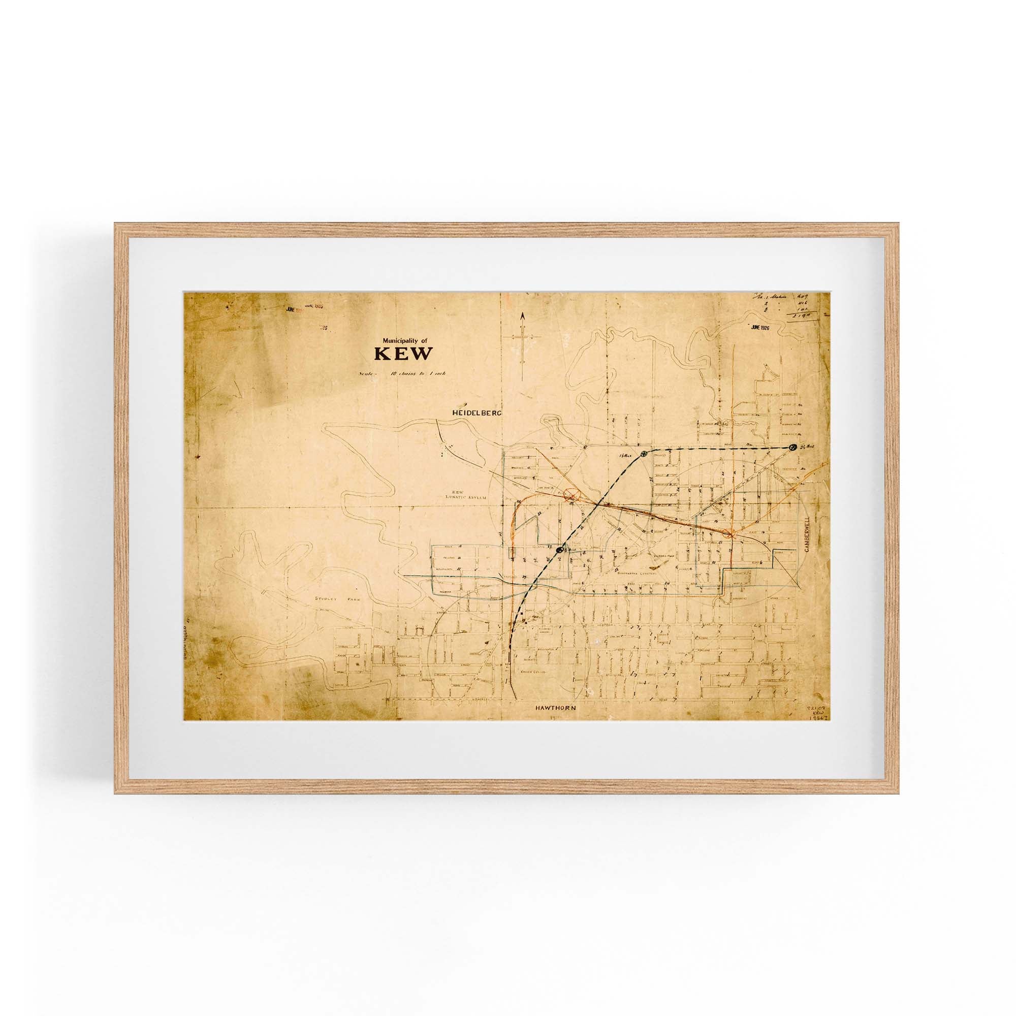 1926 Vintage Map of Kew, Victoria Australia – Vintage Maps
