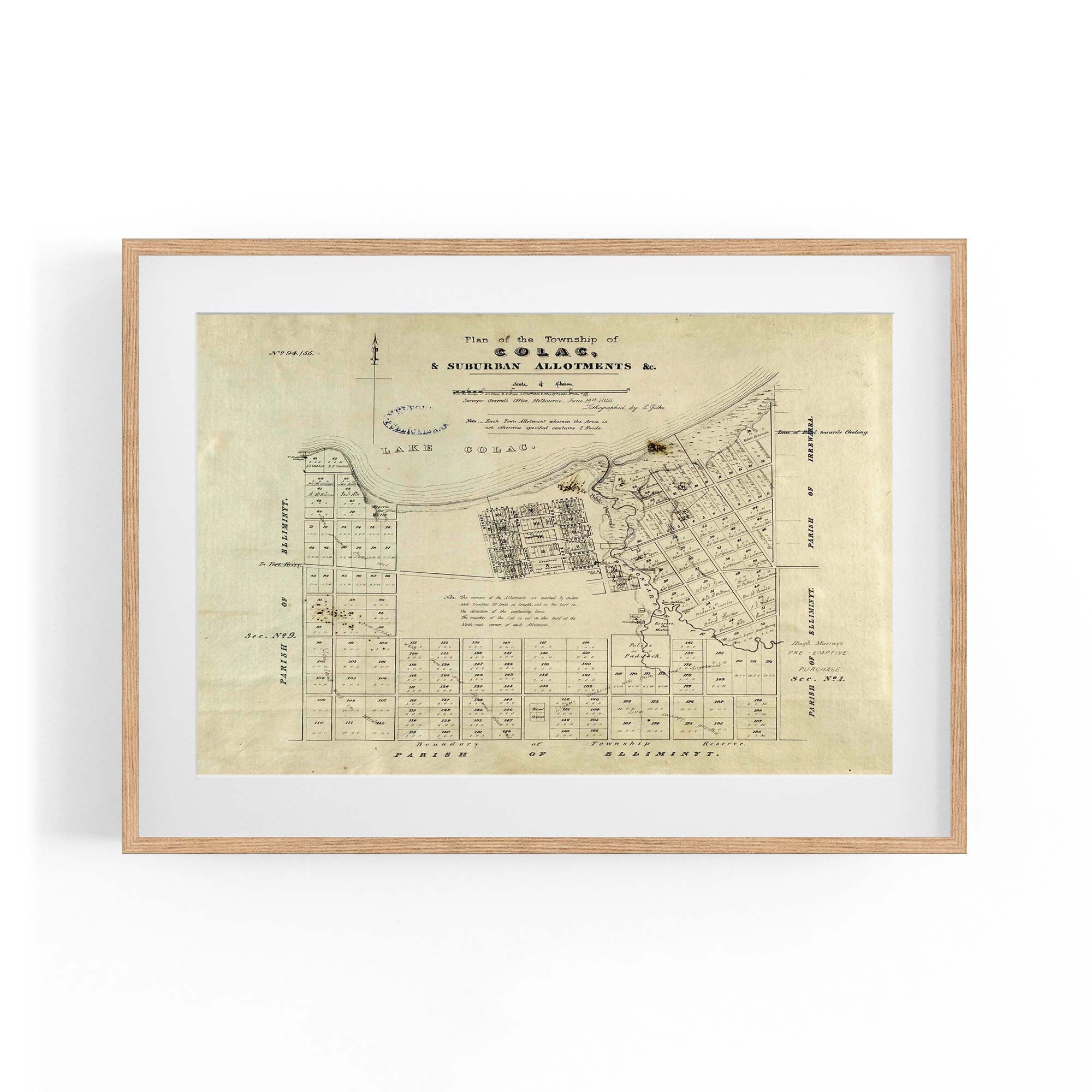 1855 Vintage Map of Colac, Victoria Australia – Vintage Maps