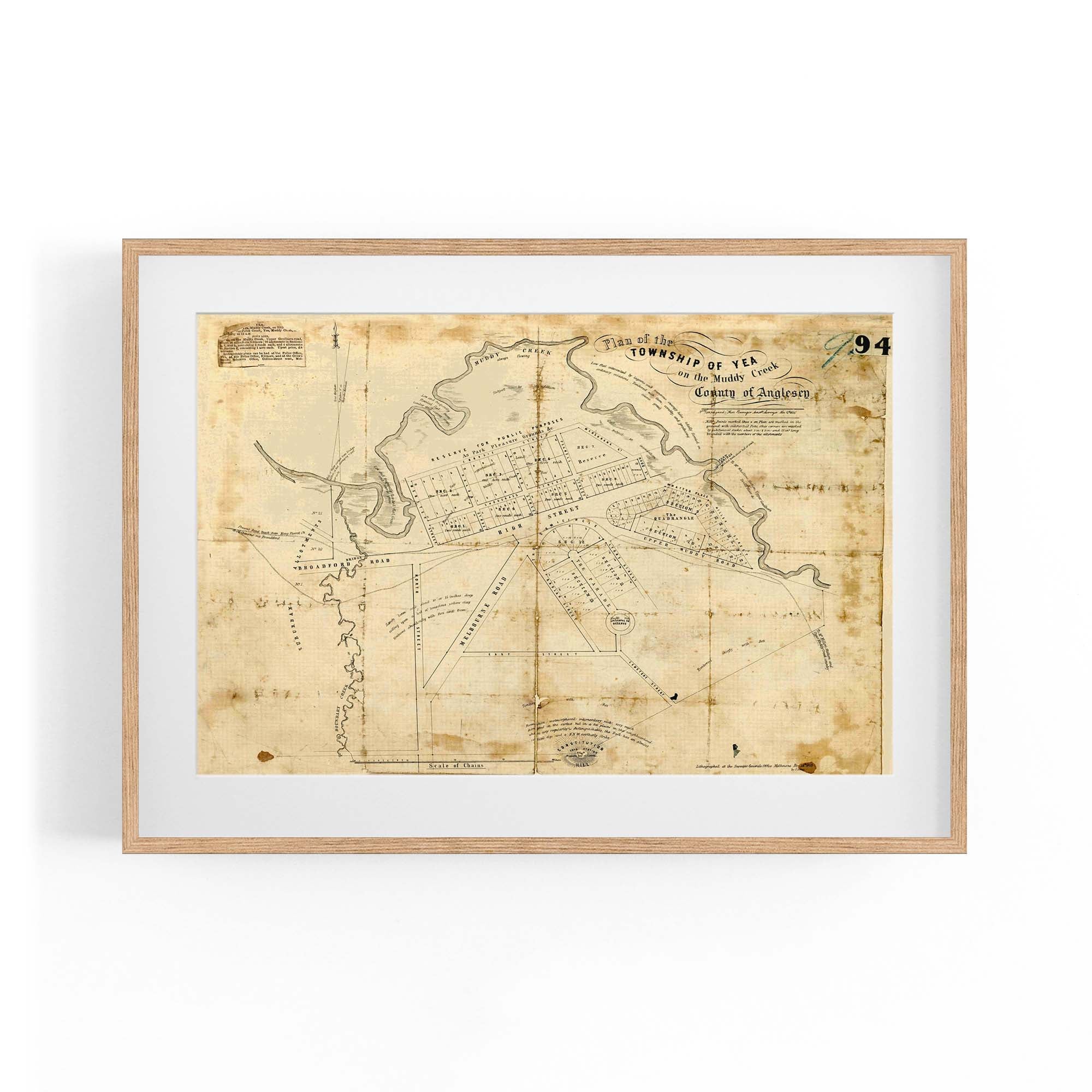 1855 Vintage Map of Yea, Victoria Australia – Vintage Maps