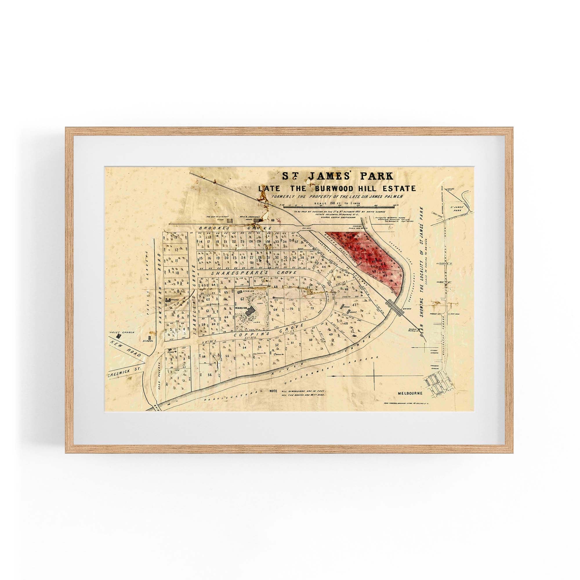 1871 Vintage Map of Burnley, Victoria Australia – Vintage Maps