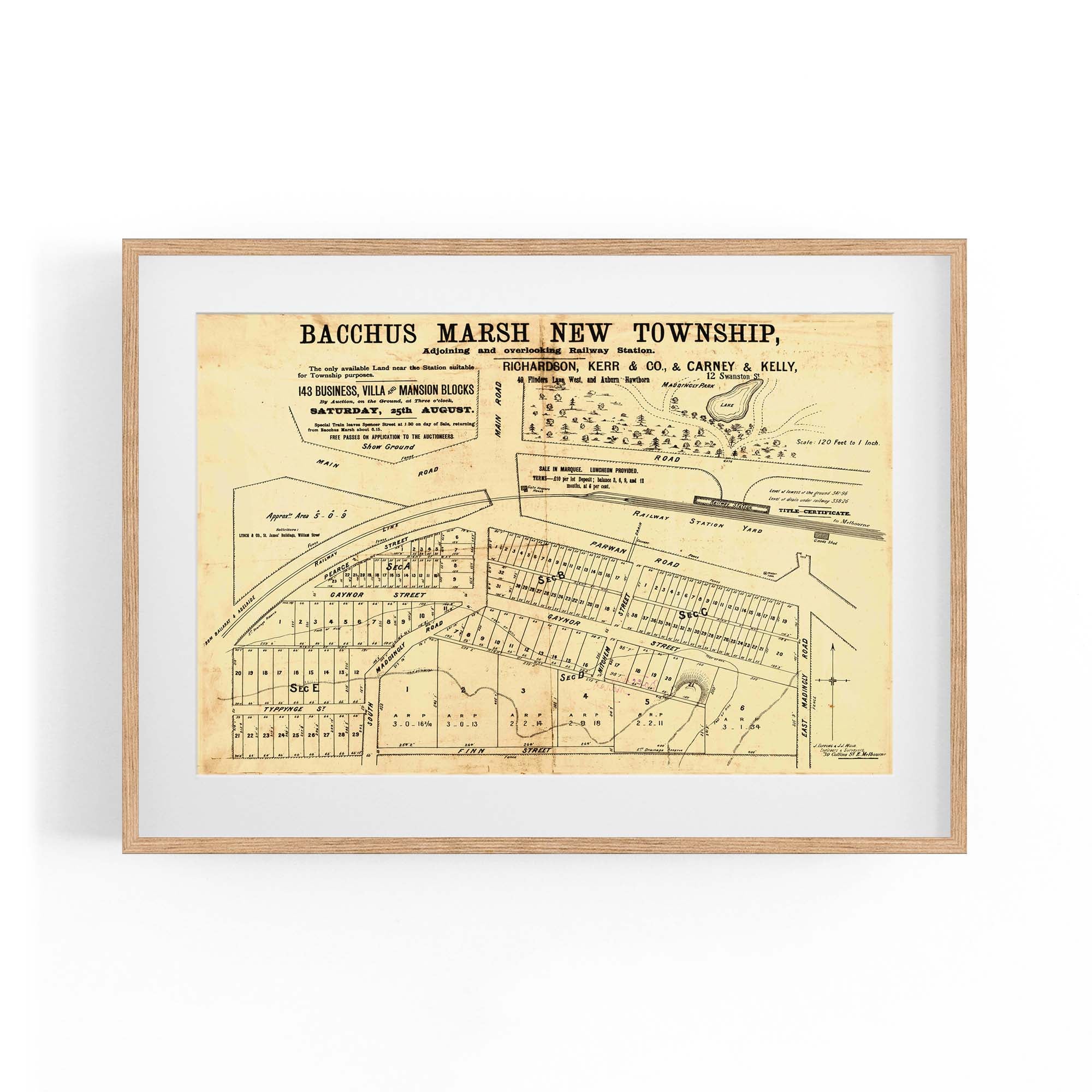 1888 Vintage Map of Bacchus Marsh, Victoria Australia – Vintage Maps