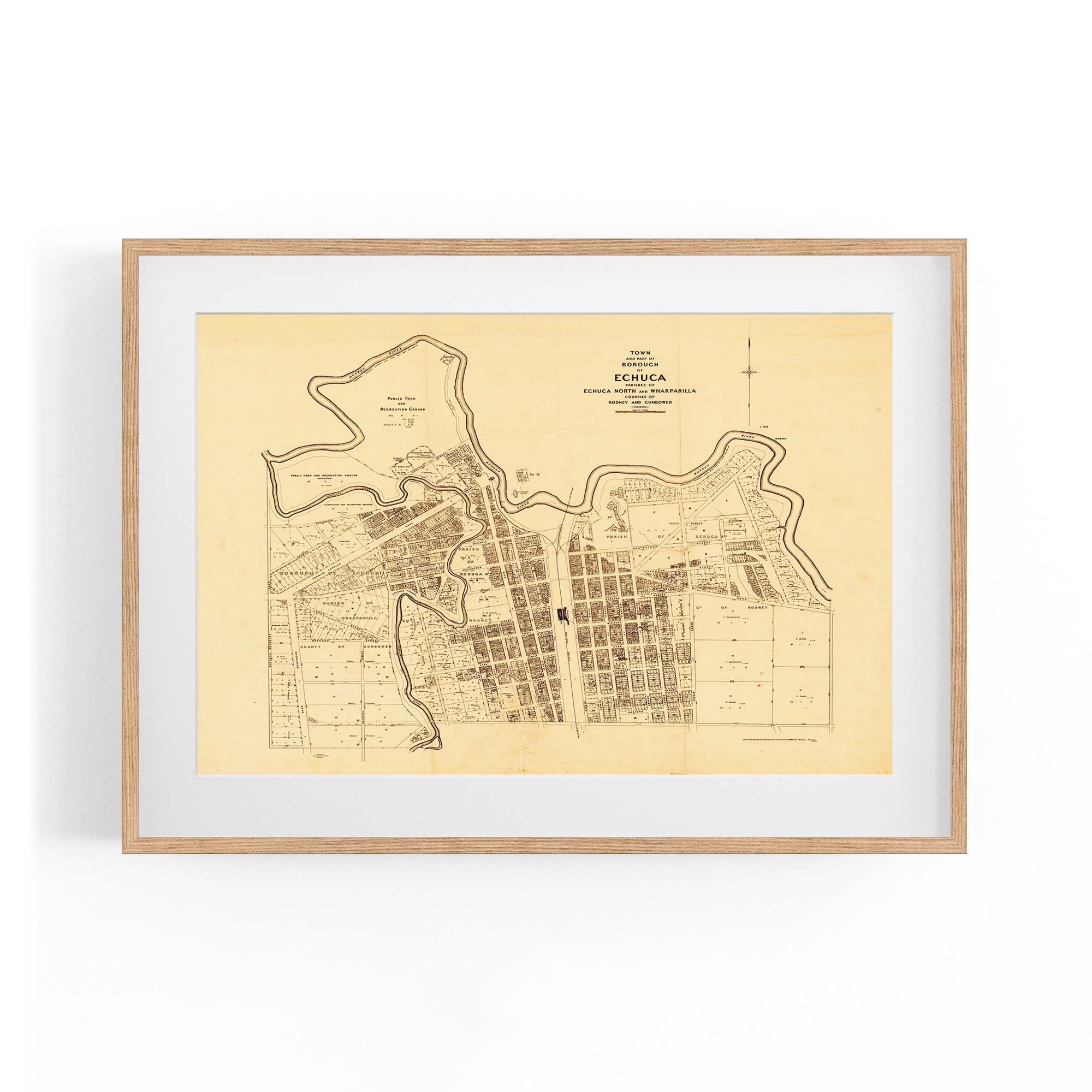 1940 Vintage Map of Echuca, Victoria Australia – Vintage Maps