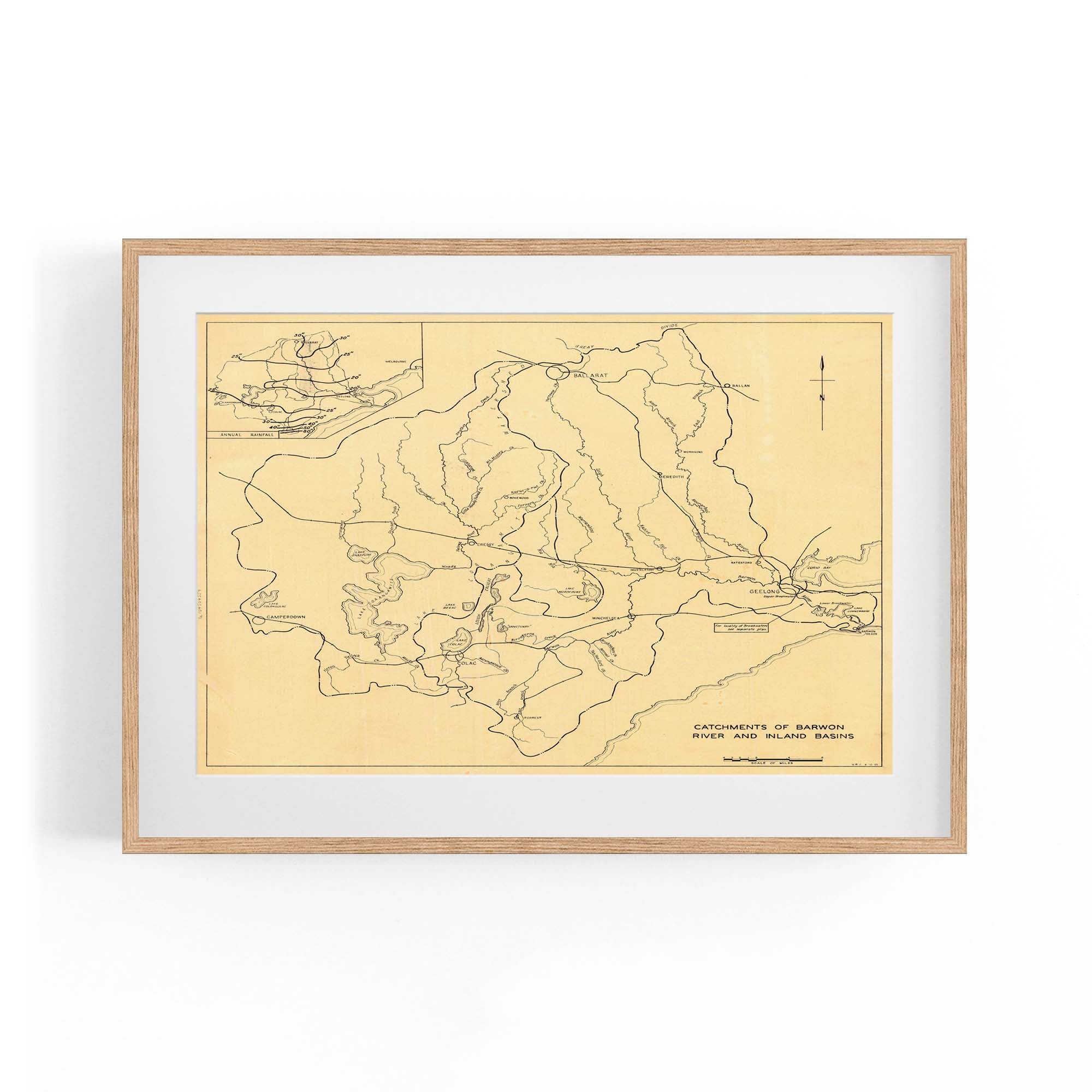 1855 Map of Catchments of Barwon River – Vintage Maps