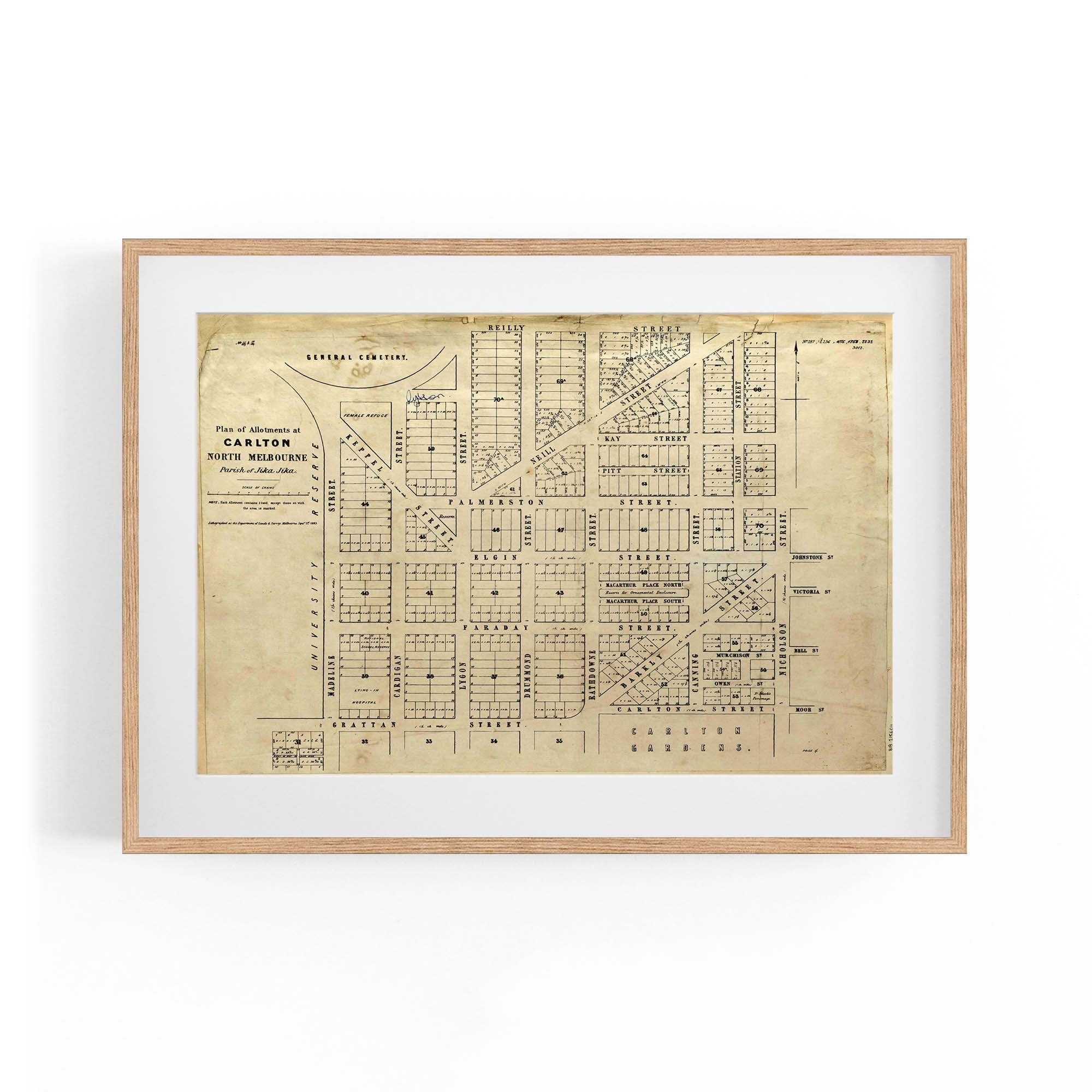 1863 Vintage Map of Carlton, Victoria Australia – Vintage Maps