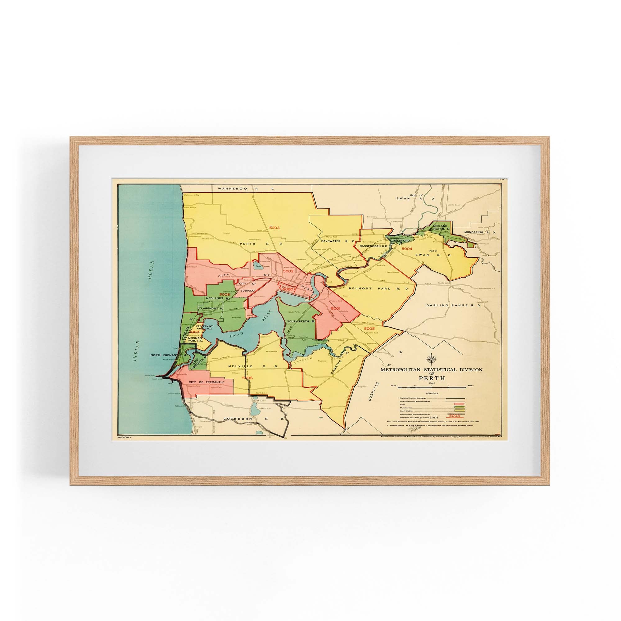 1958 Map of Perth & Surrounds, Western Australia – Vintage Maps