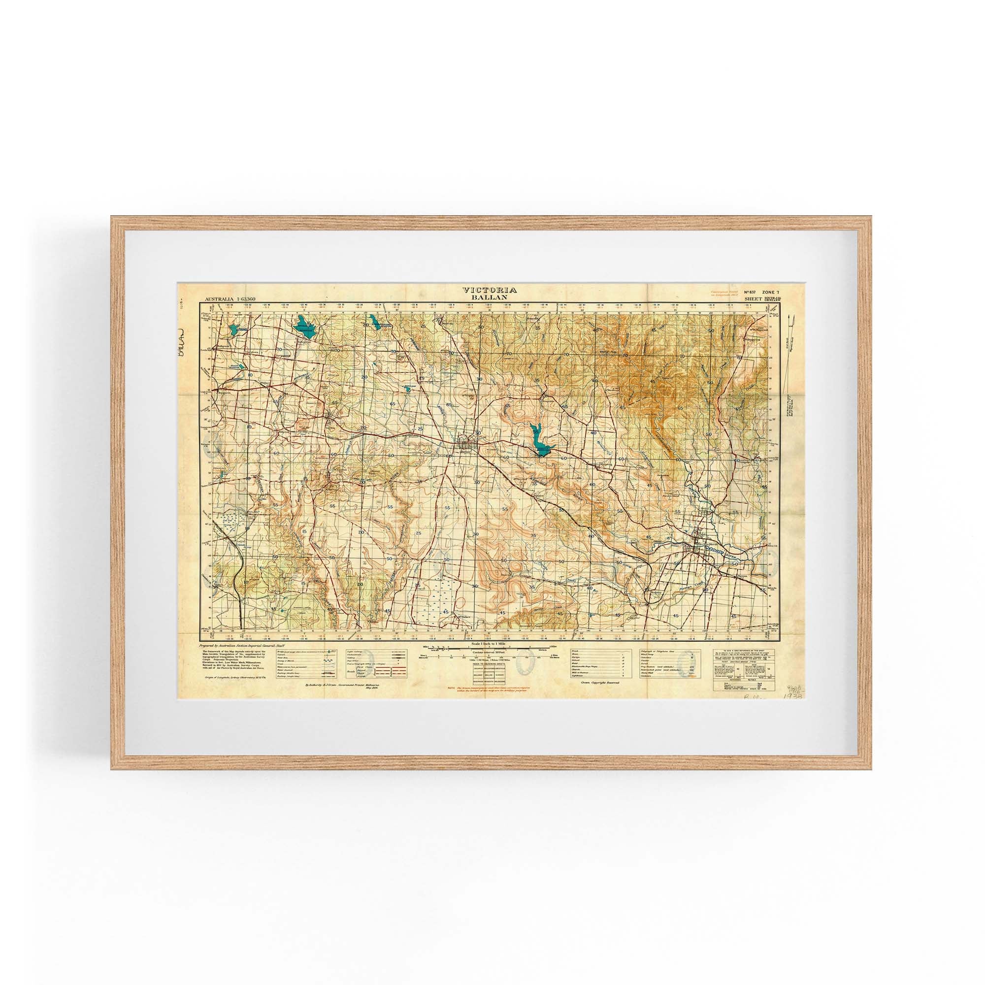 1936 Vintage Map of Ballan, Victoria Australia – Vintage Maps