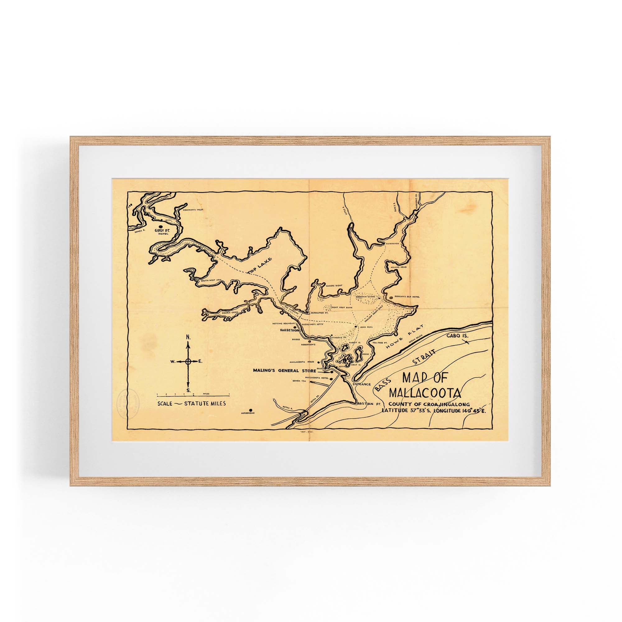 1940's Vintage Map of Mallacoota, Victoria Australia – Vintage Maps