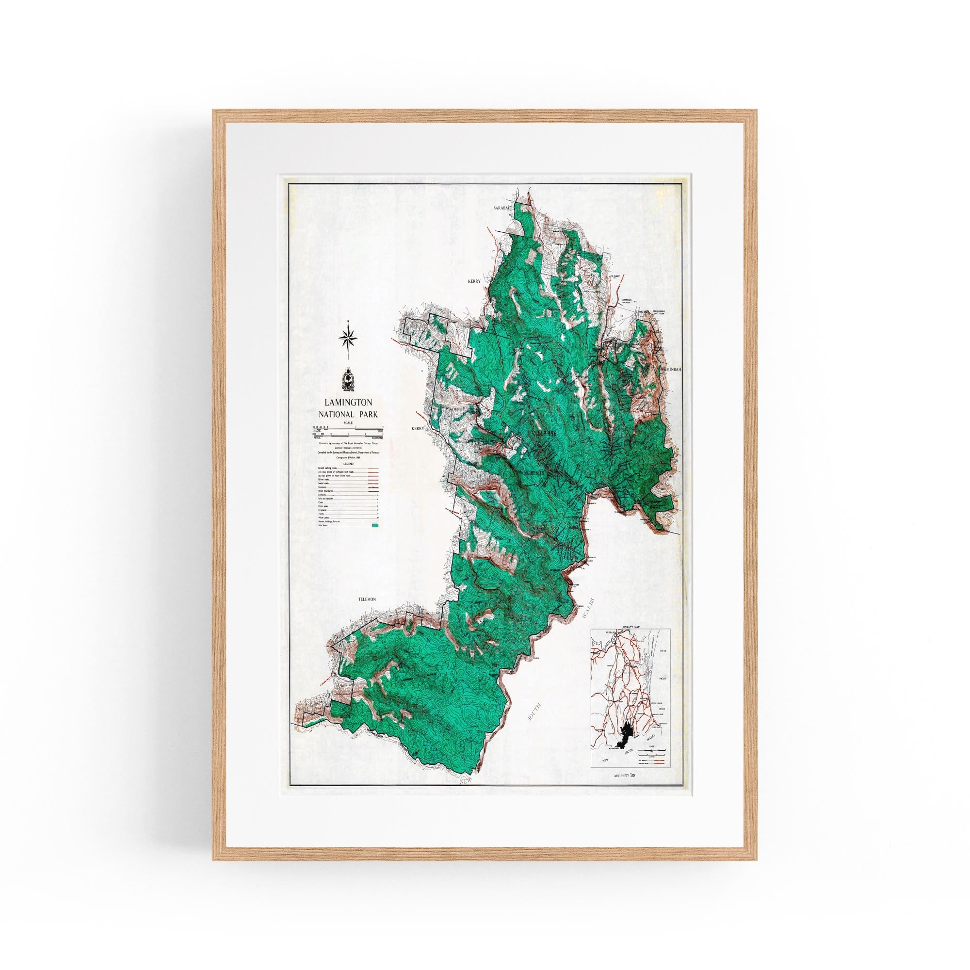 1969 Map of Lamington National Park, Queensland – Vintage Maps