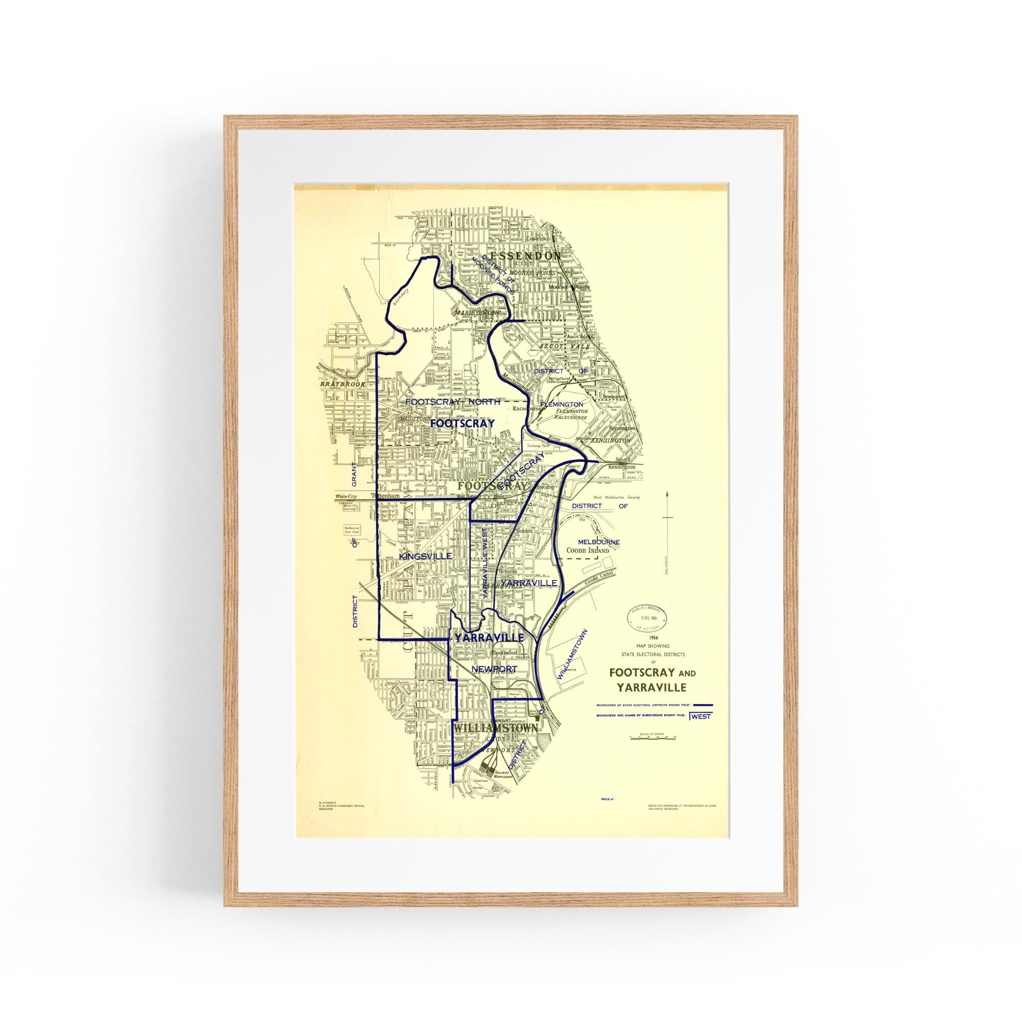 1956 Map of Footscray, Yarraville & Surrounds, Victoria – Vintage Maps