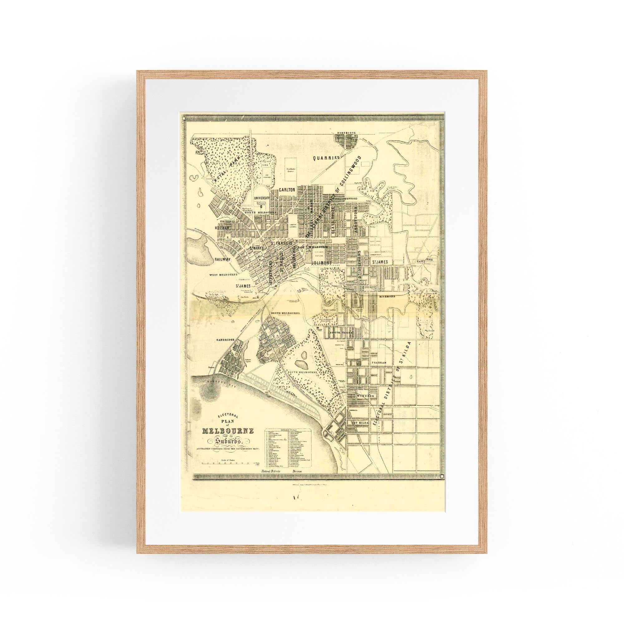 1856 Electoral Map of Melbourne & Suburbs – Vintage Maps