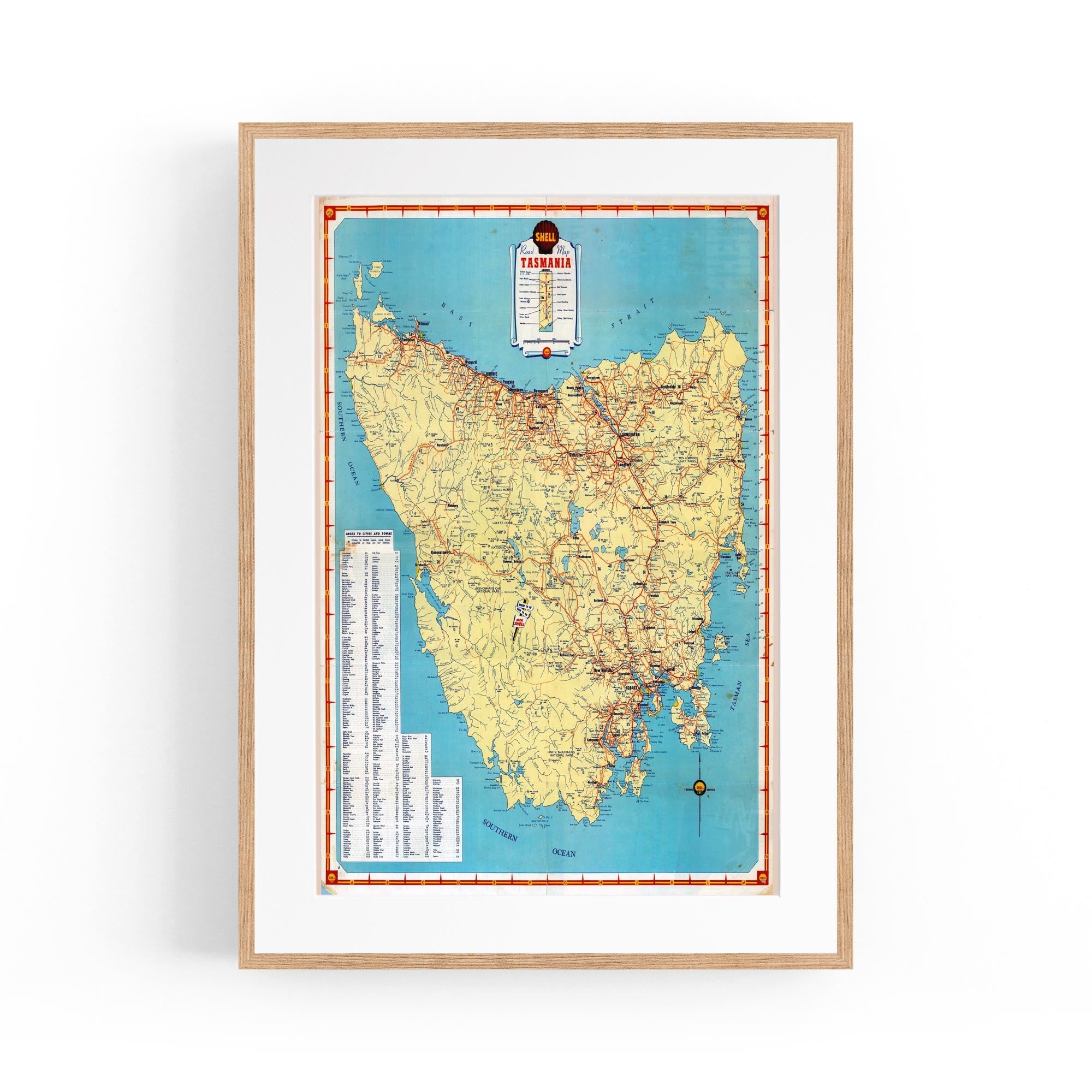 1956 Shell Road Map of Tasmania – Vintage Maps