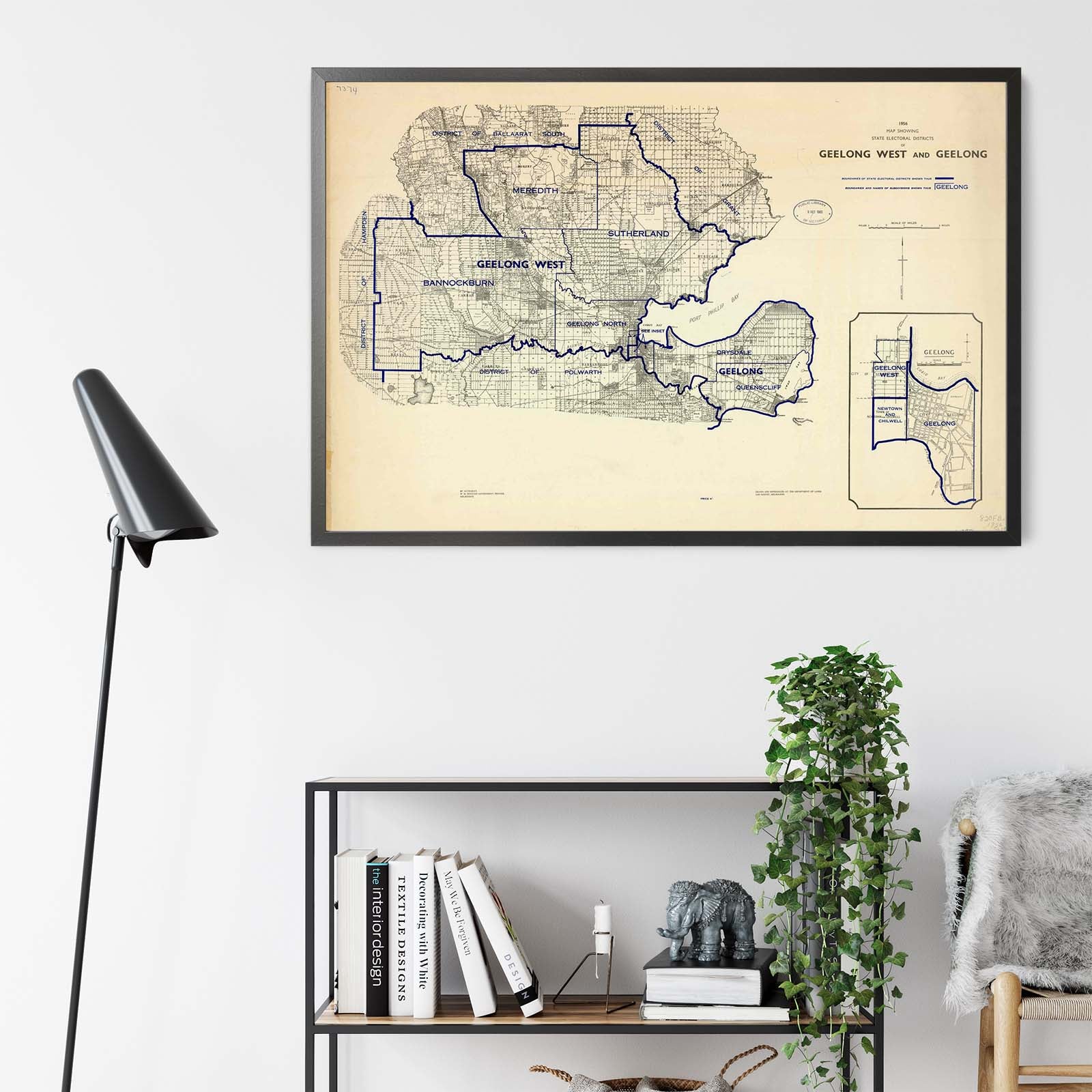 Map of Electoral Districts of Geelong West and Geelong (1956) – Vintage ...