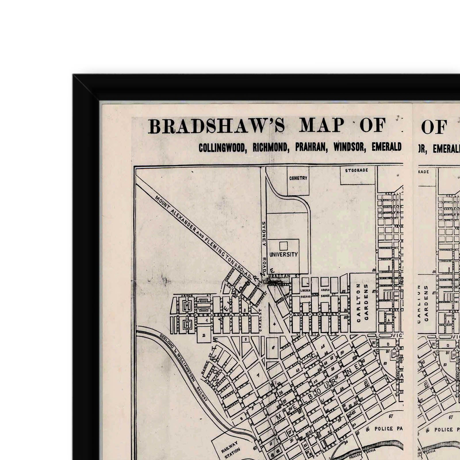 Melbourne CBD, Victoria Australia Vintage Map #32 (1856) – Vintage Maps
