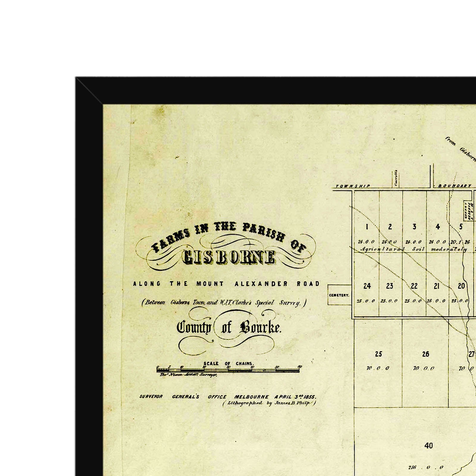 Gisborne, Victoria Australia Vintage Map #13 (1855) – Vintage Maps