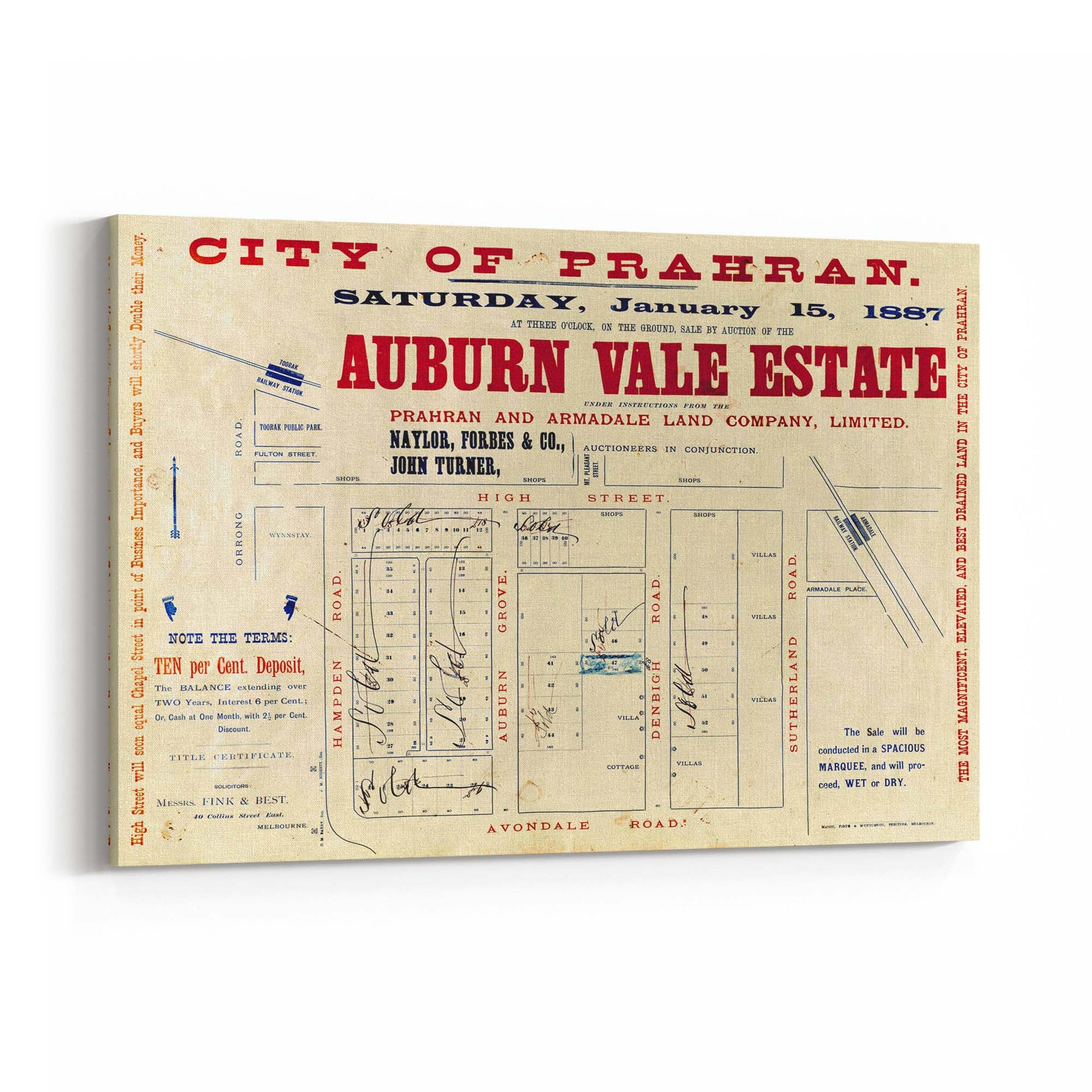 1887 Vintage Map of Prahran, Victoria Australia – Vintage Maps