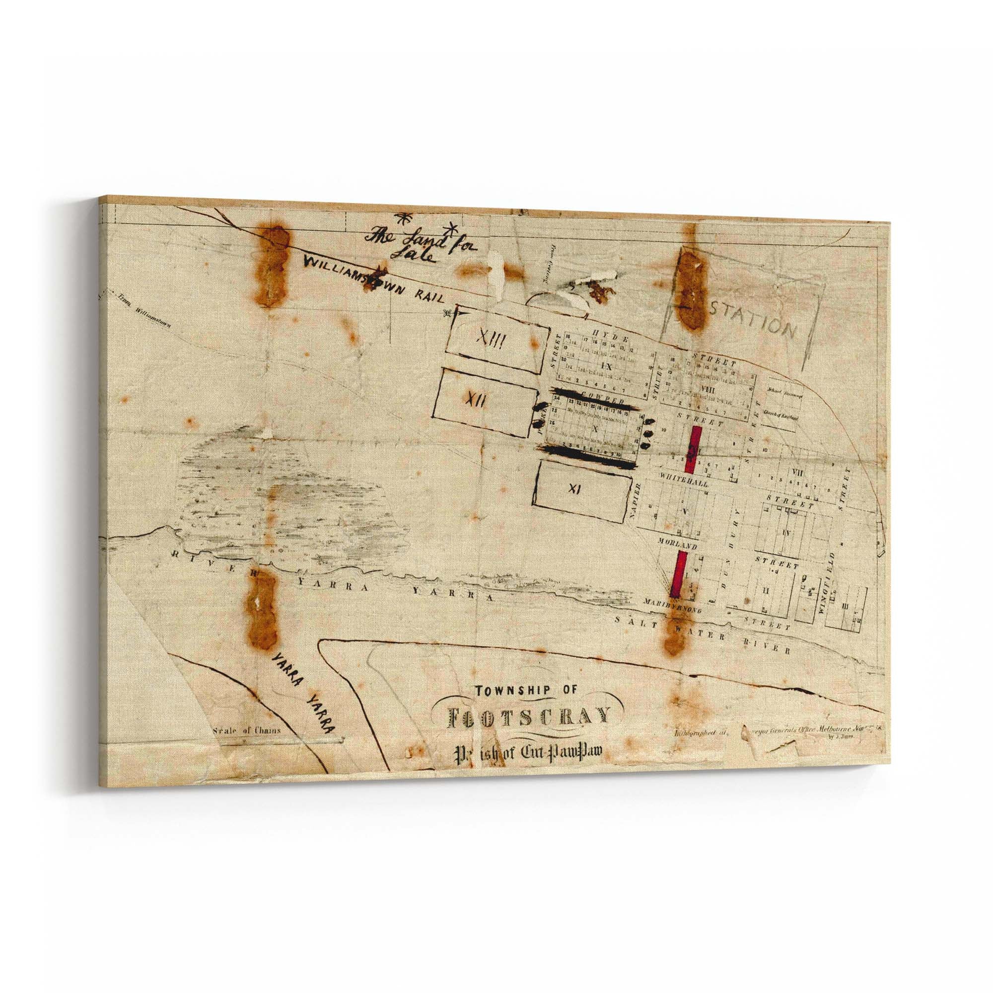 1850's Vintage Map of Footscray, Victoria Australia – Vintage Maps