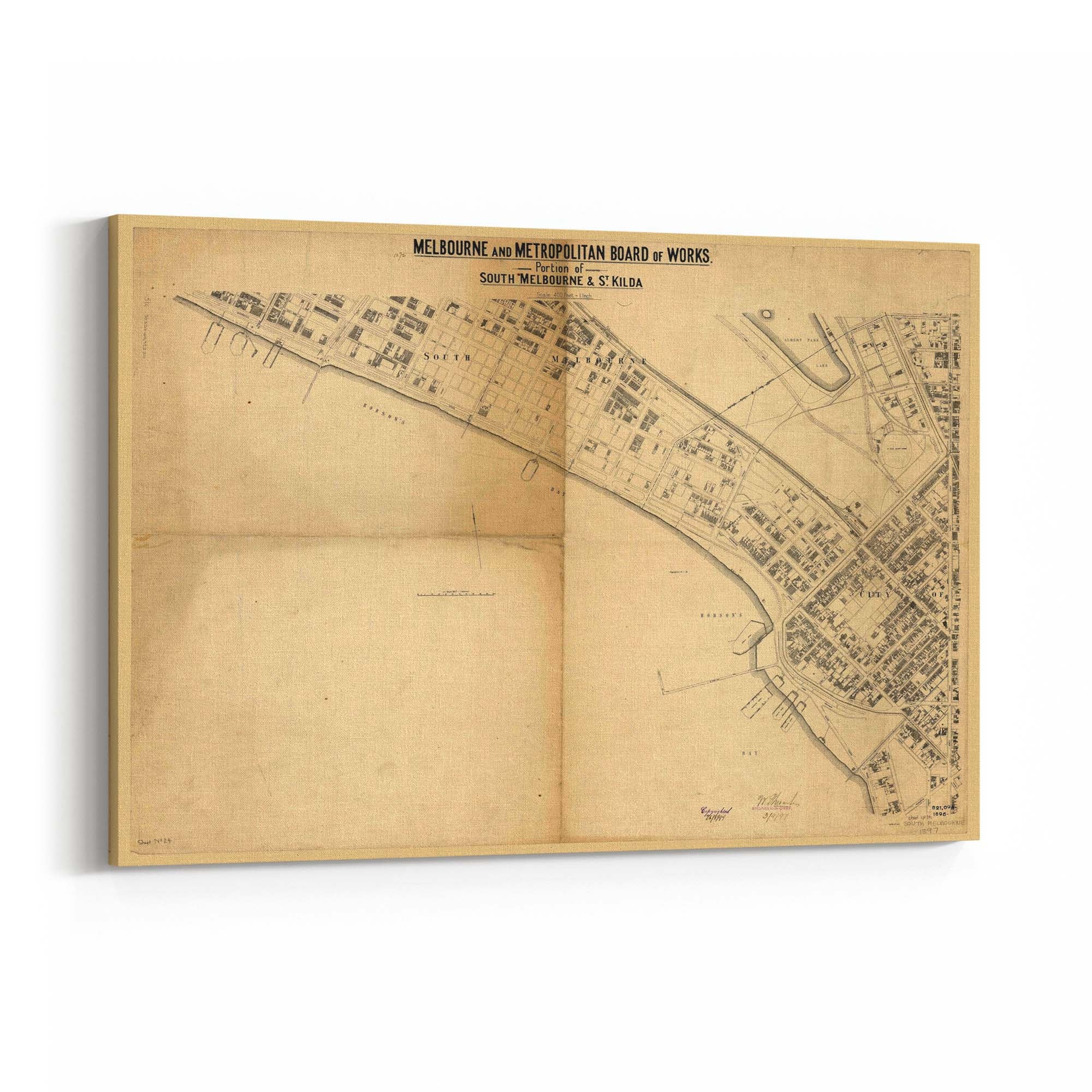 1896 Vintage Map of Middle Park, Victoria Australia – Vintage Maps