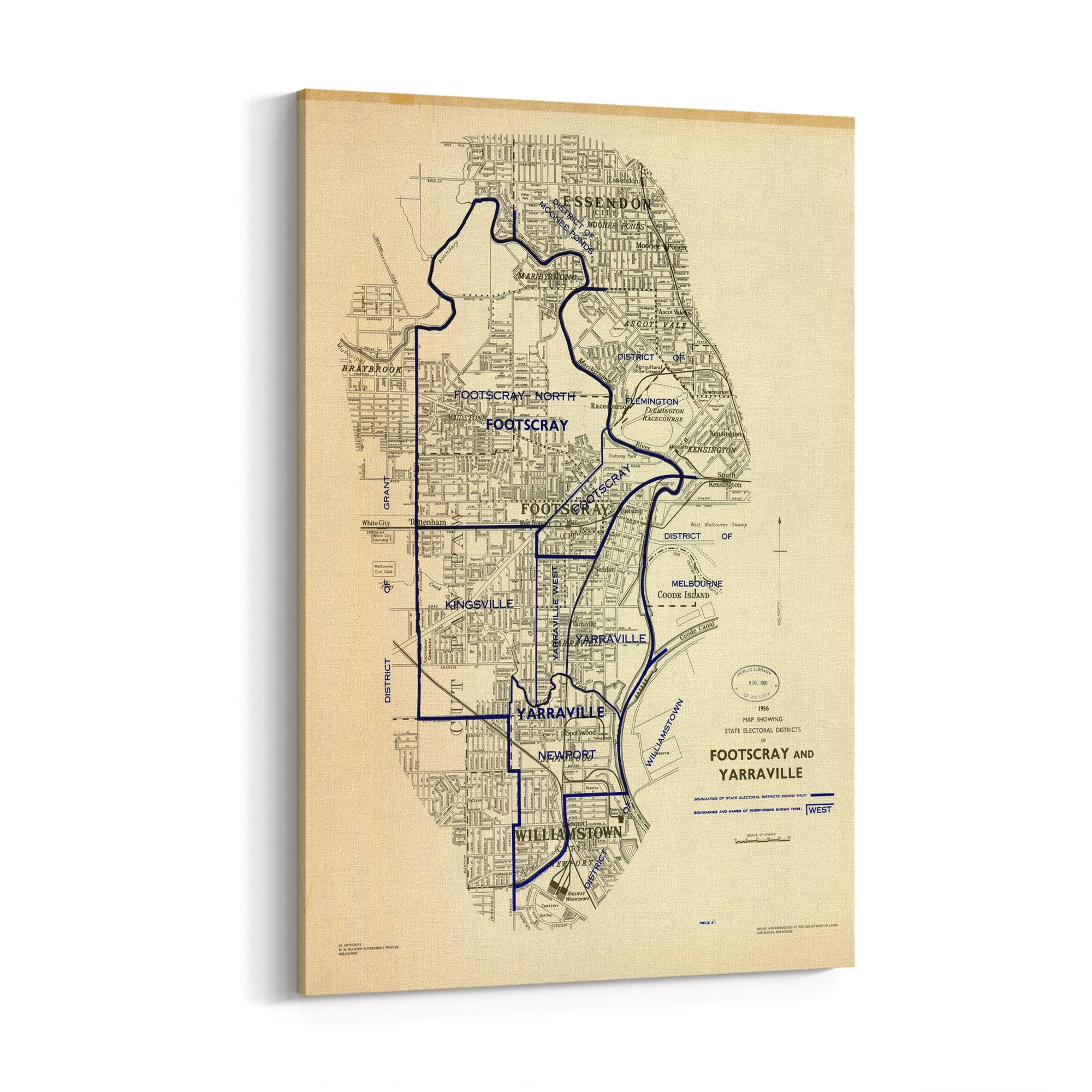 1956 Map of Footscray, Yarraville & Surrounds, Victoria – Vintage Maps