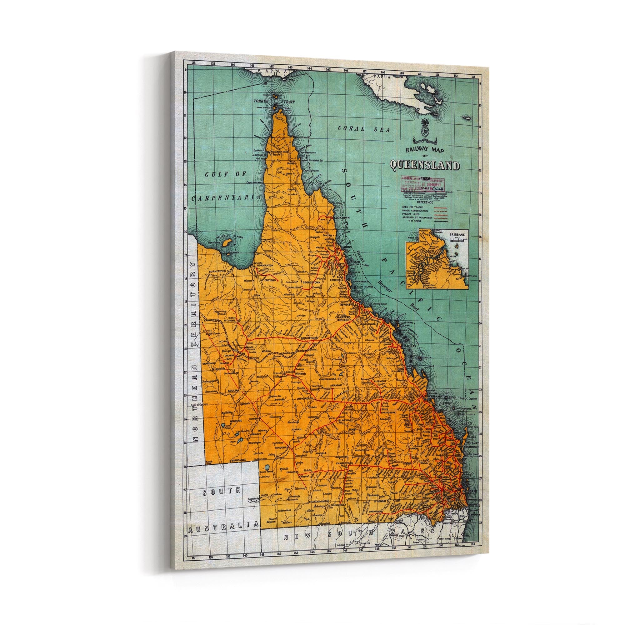 1956 Railway Map of Queensland – Vintage Maps