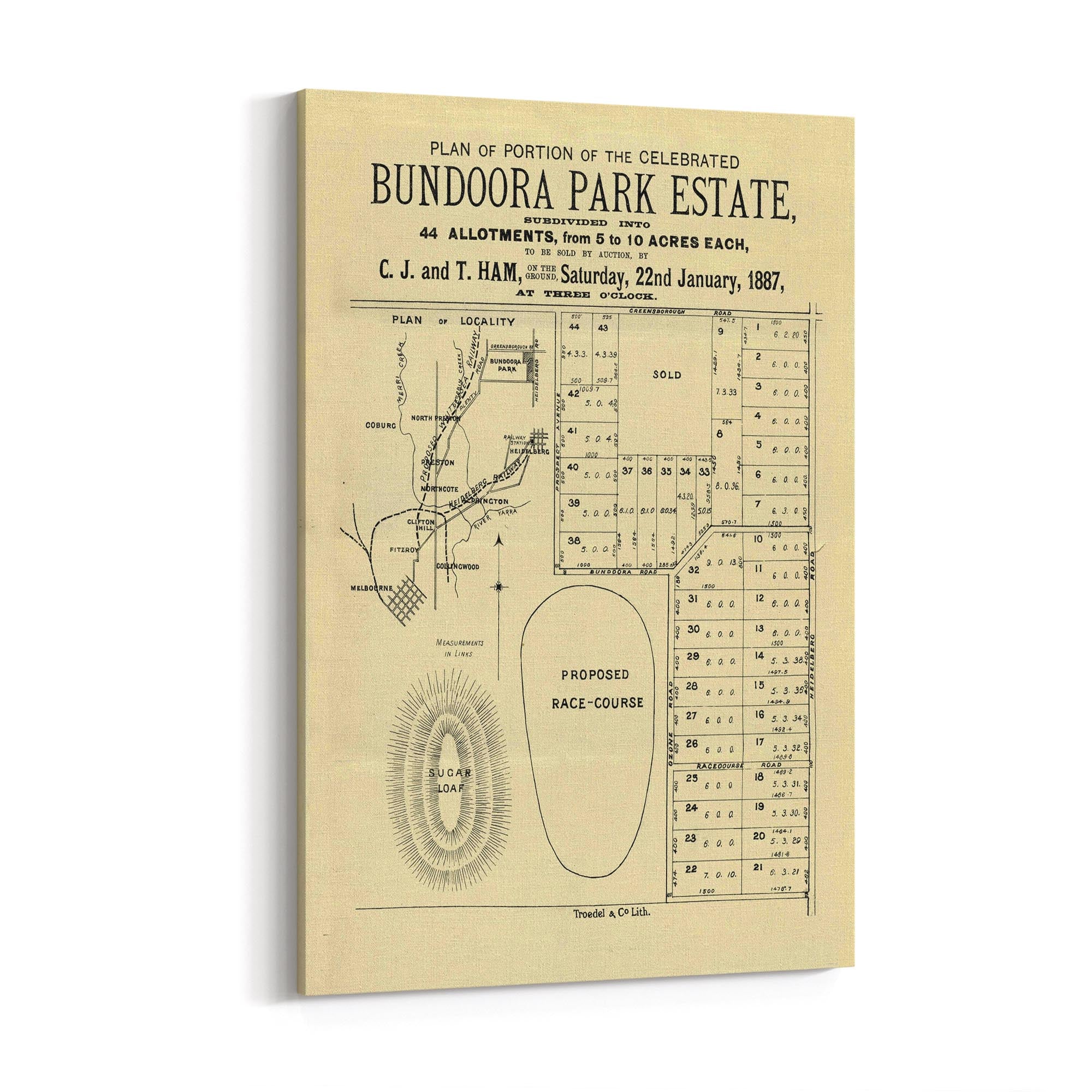 1887 Vintage Map of Bundoora, Victoria Australia – Vintage Maps