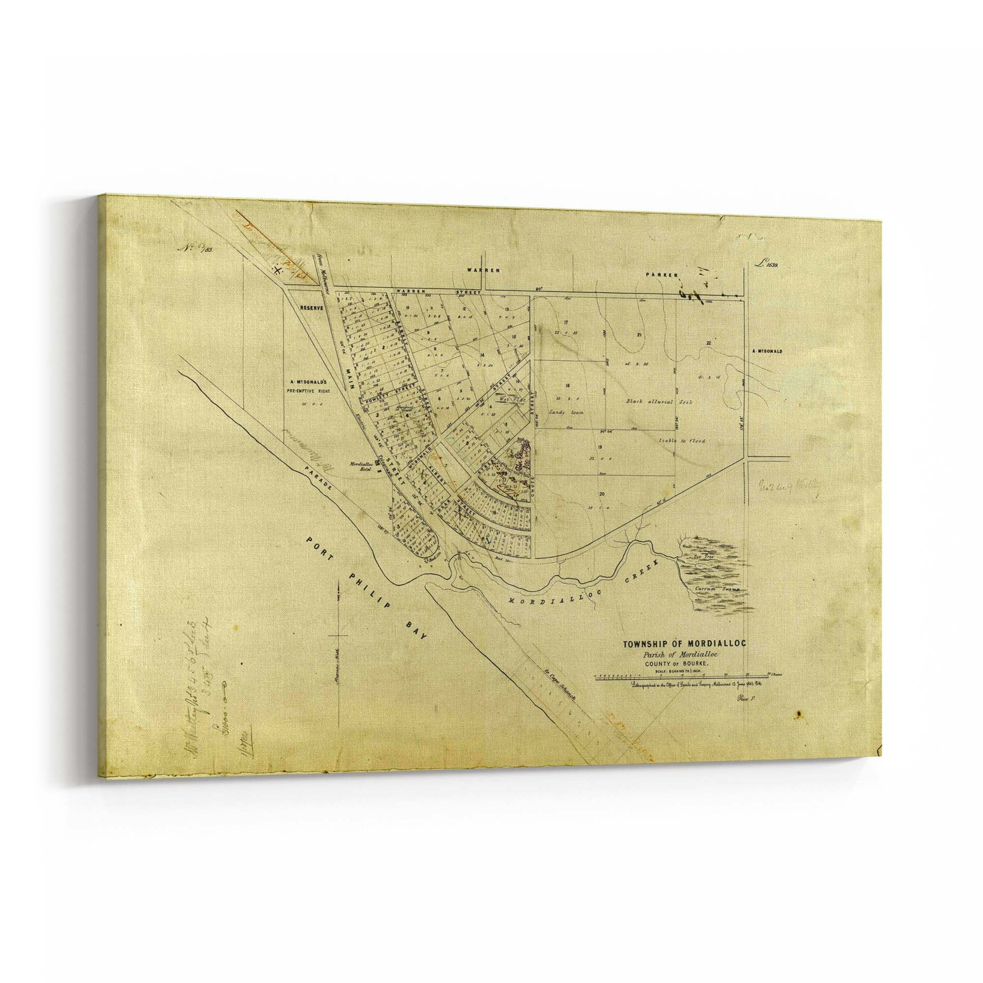 1863 Vintage Map of Mordialloc, Victoria Australia – Vintage Maps