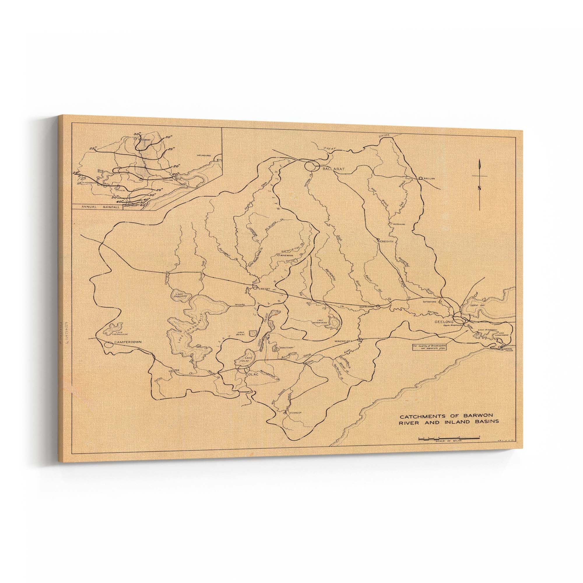 1855 Map of Catchments of Barwon River – Vintage Maps