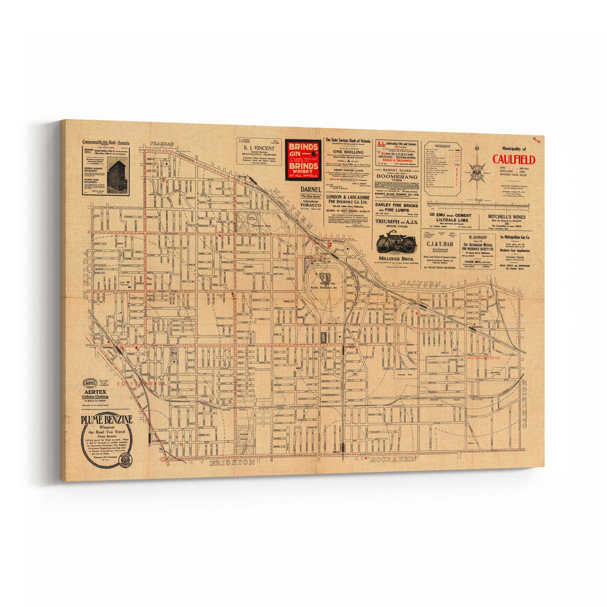 1921 Vintage Map of Caulfield, Victoria Australia – Vintage Maps