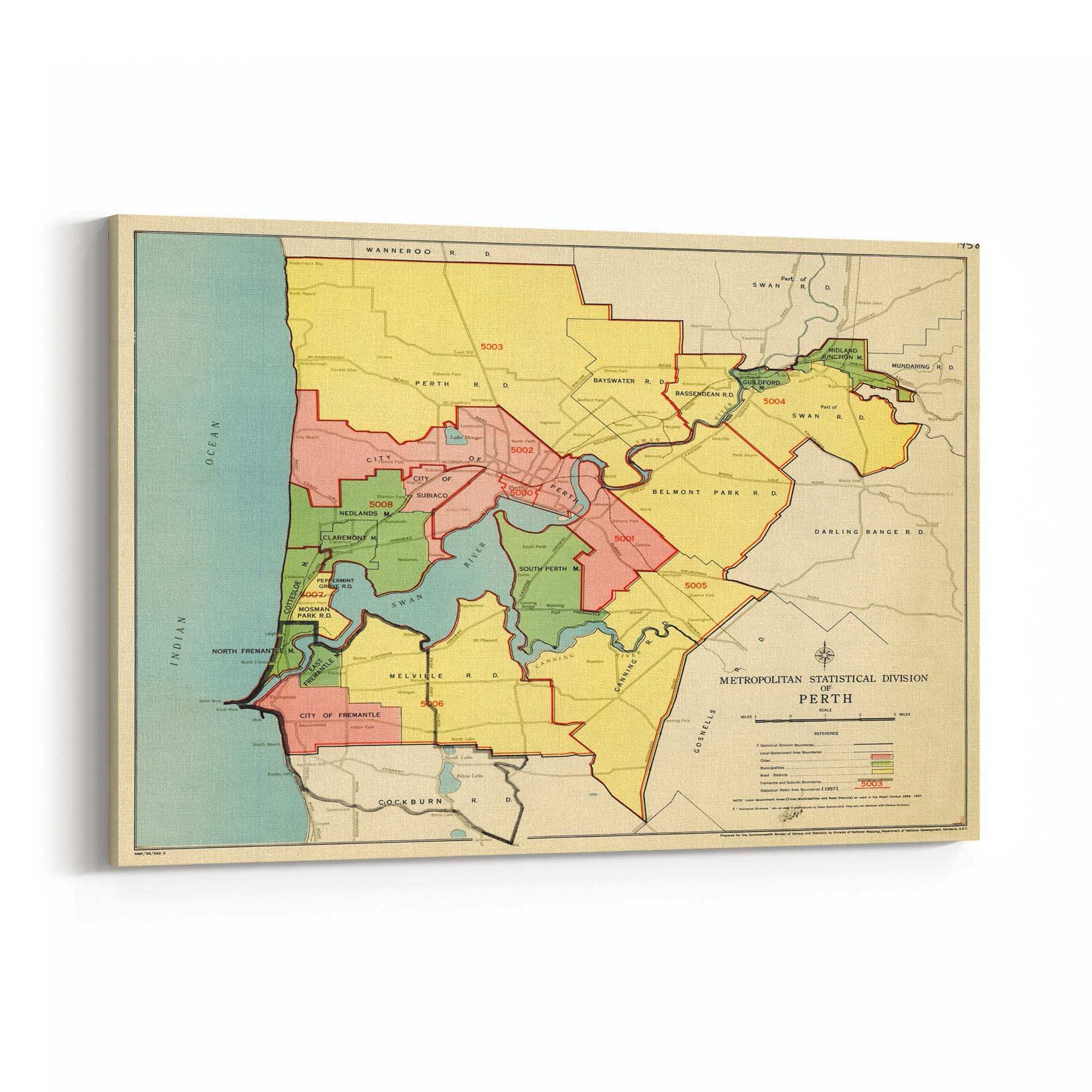 1958 Map of Perth & Surrounds, Western Australia – Vintage Maps