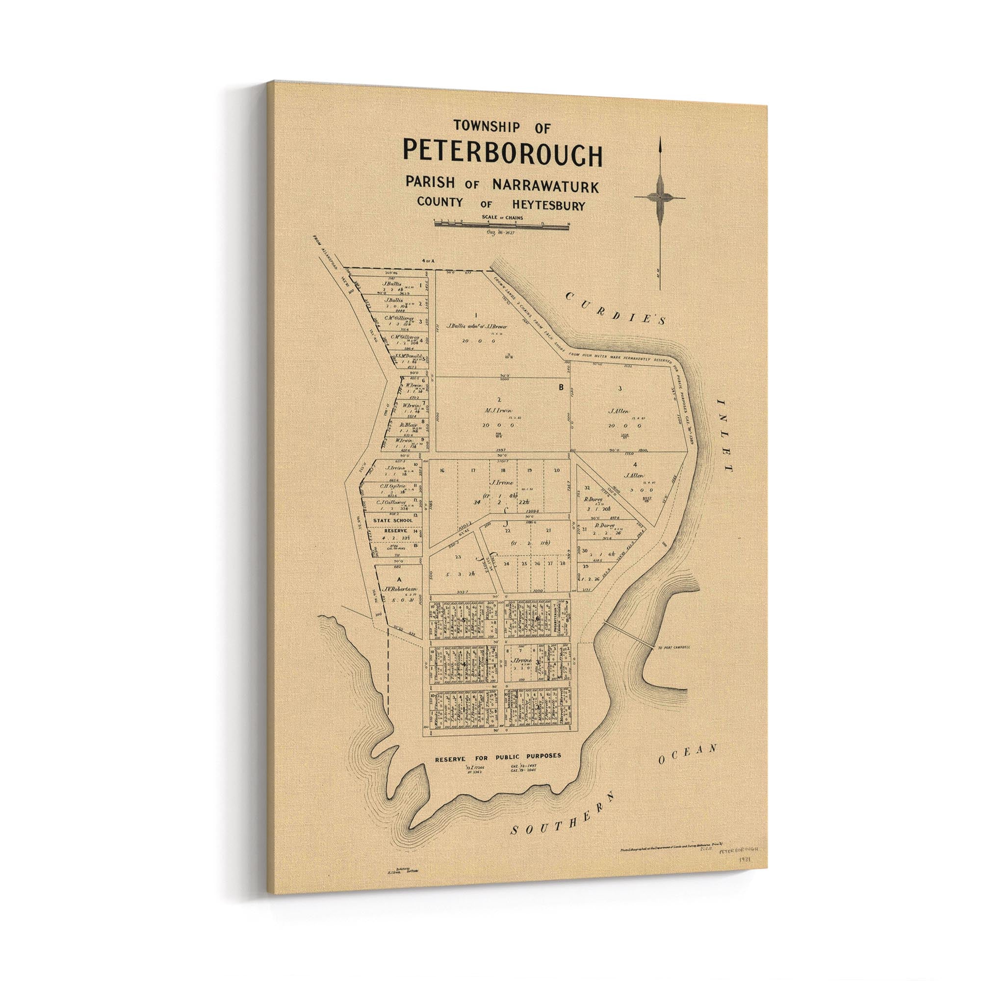 1931 Vintage Map of Peterborough, Victoria Australia – Vintage Maps