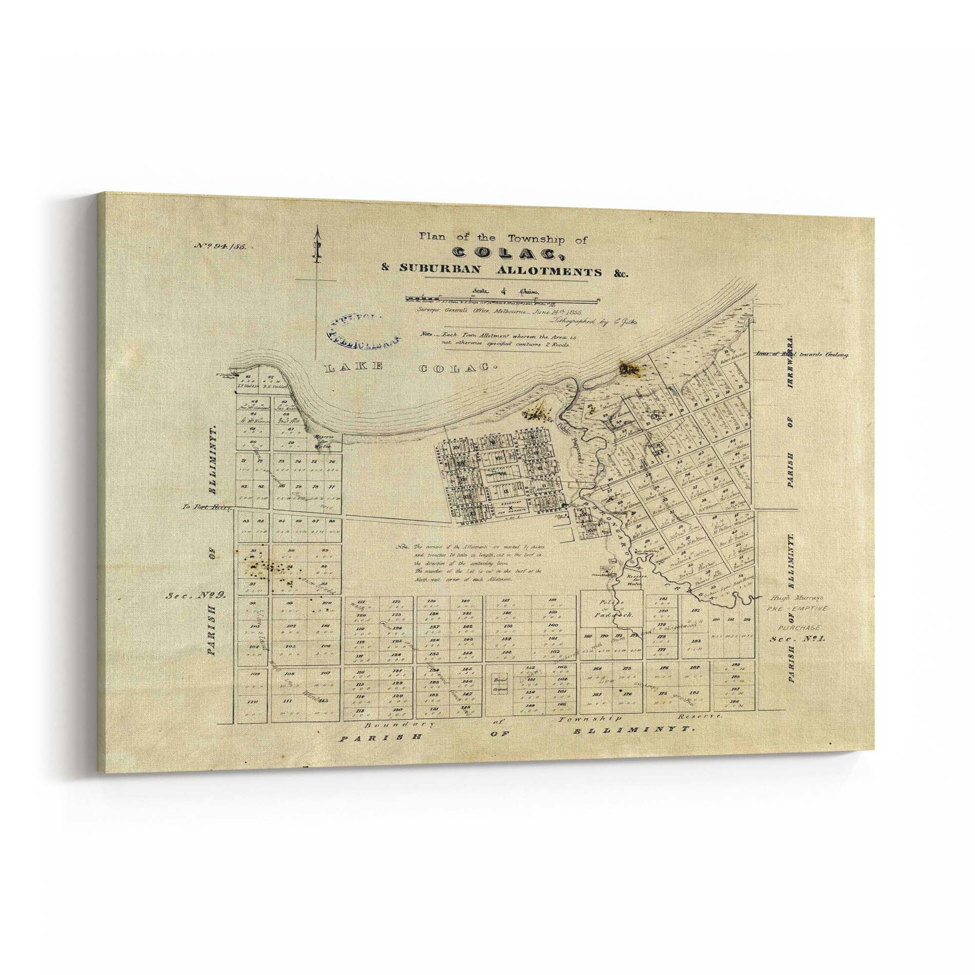 1855 Vintage Map of Colac, Victoria Australia – Vintage Maps