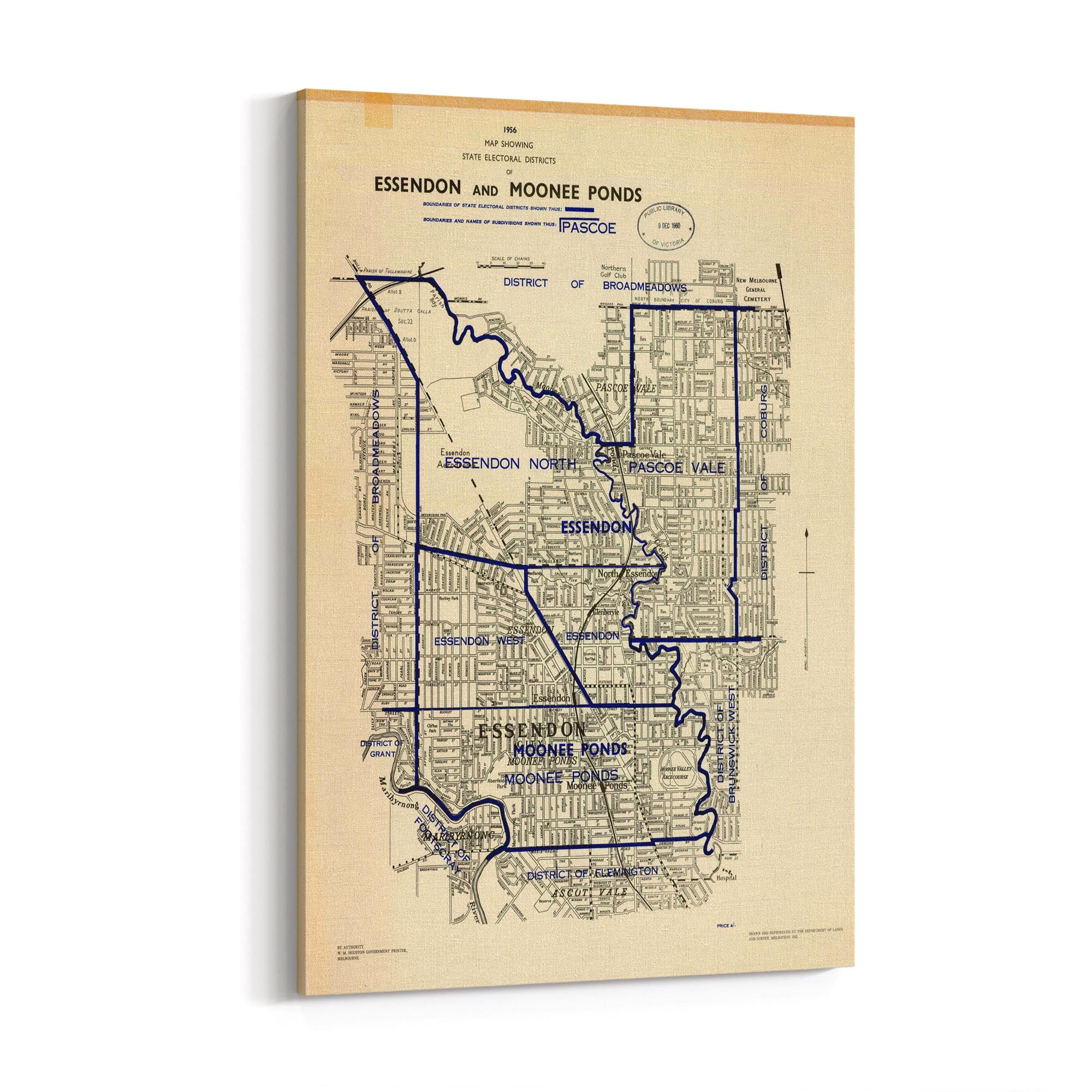 1956 Map of Essendon, Moonee Ponds & Surrounds, Victoria – Vintage Maps