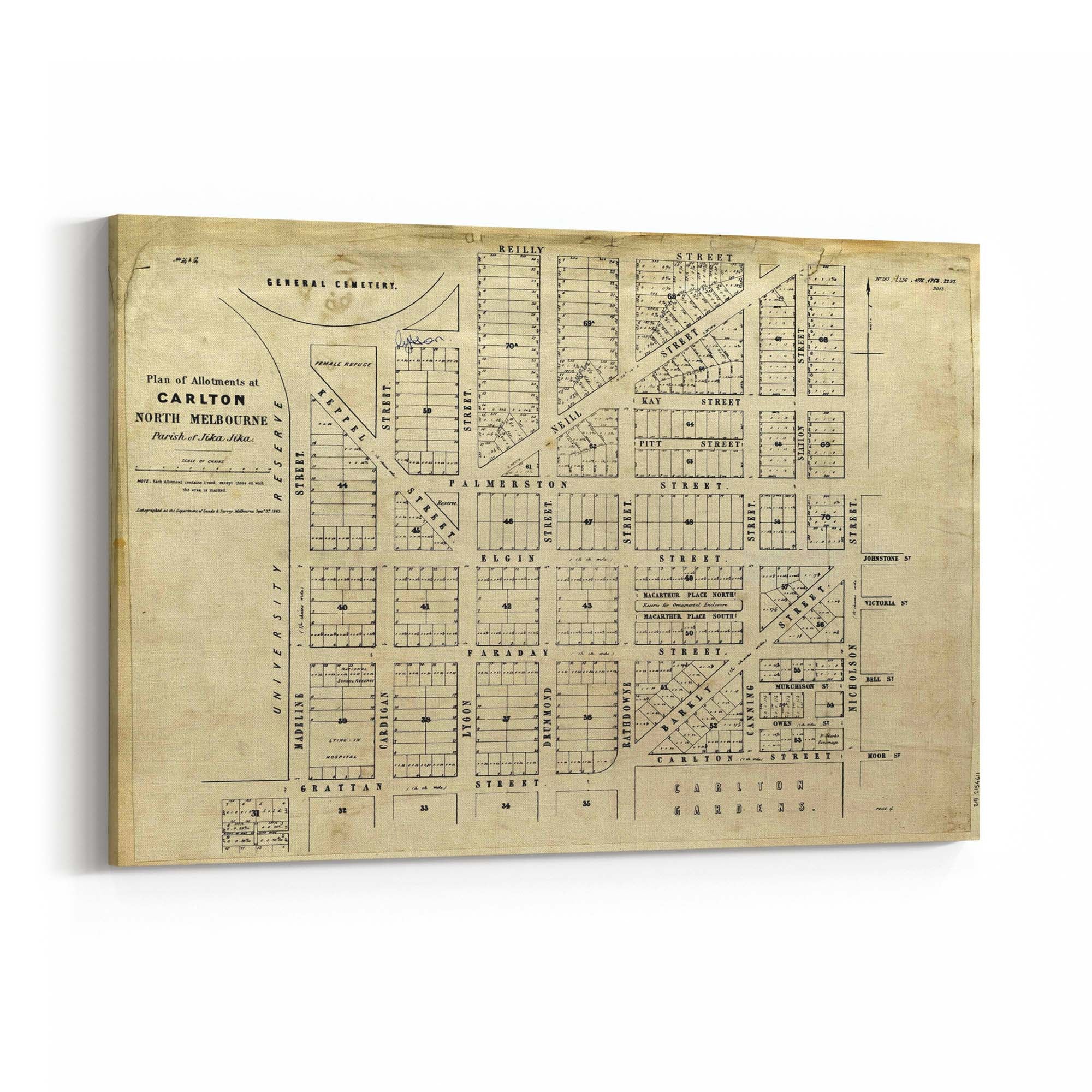 1863 Vintage Map of Carlton, Victoria Australia – Vintage Maps