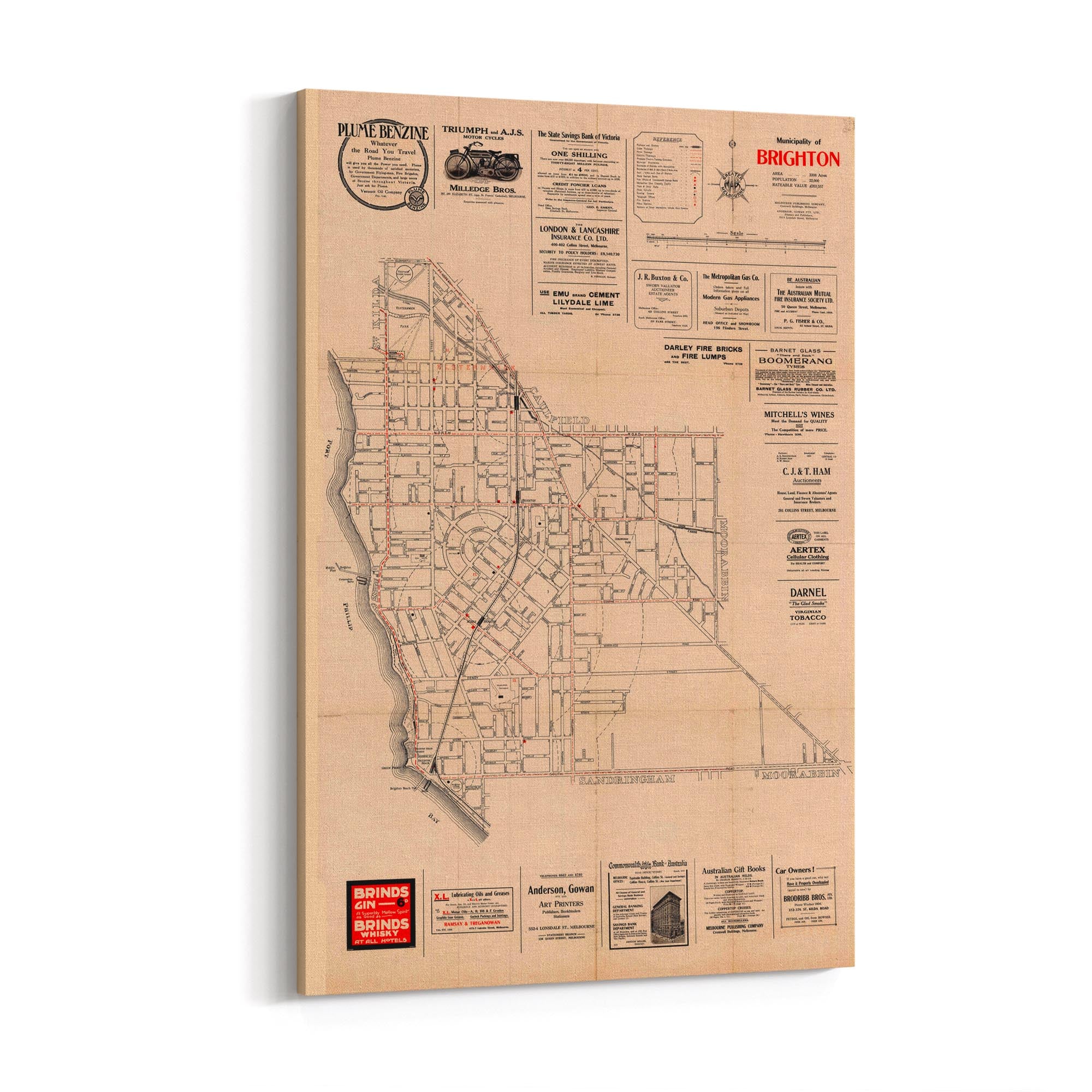 1921 Vintage Map of Brighton, Victoria – Vintage Maps