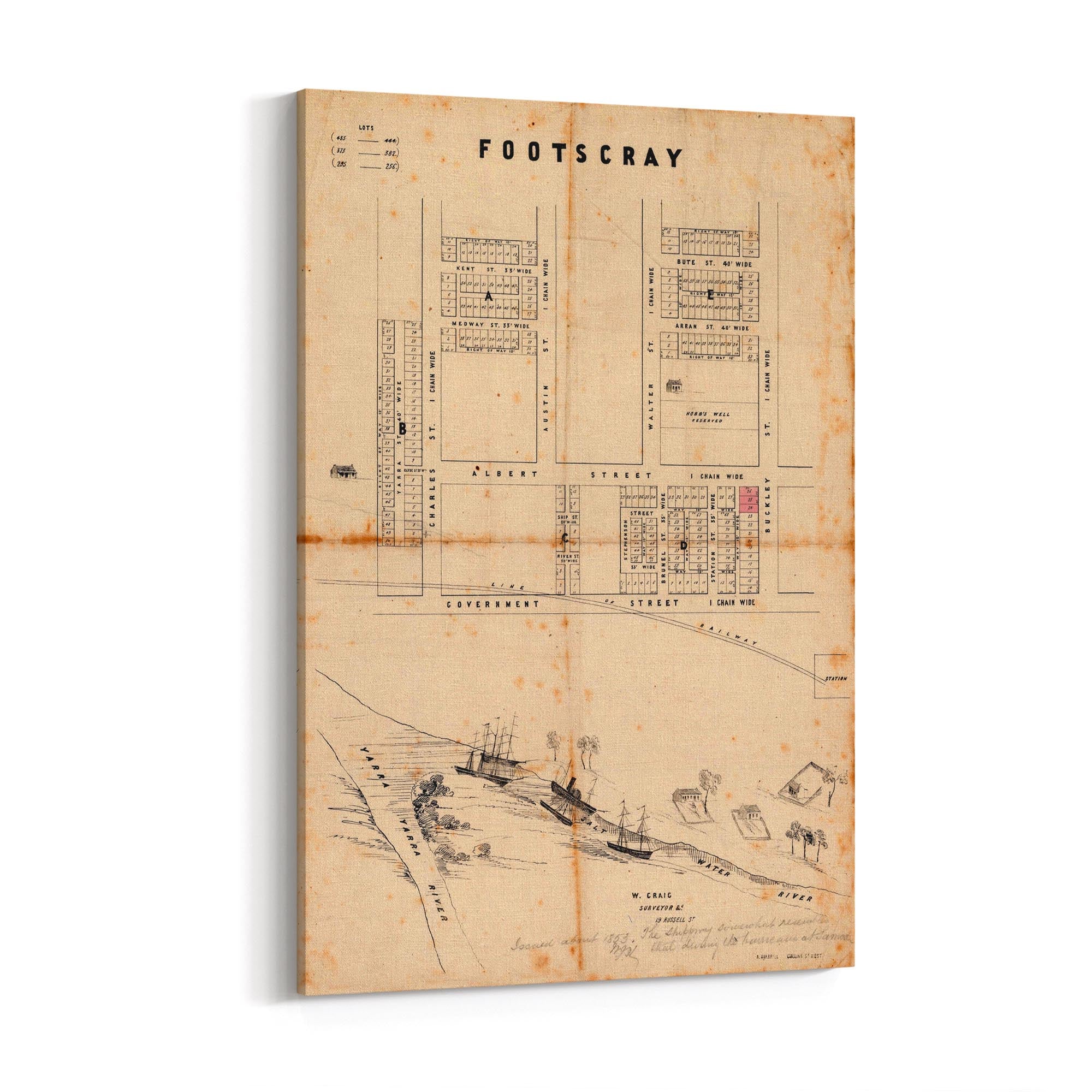 1853 Vintage Map of Footscray (Seddon), Victoria Australia – Vintage Maps