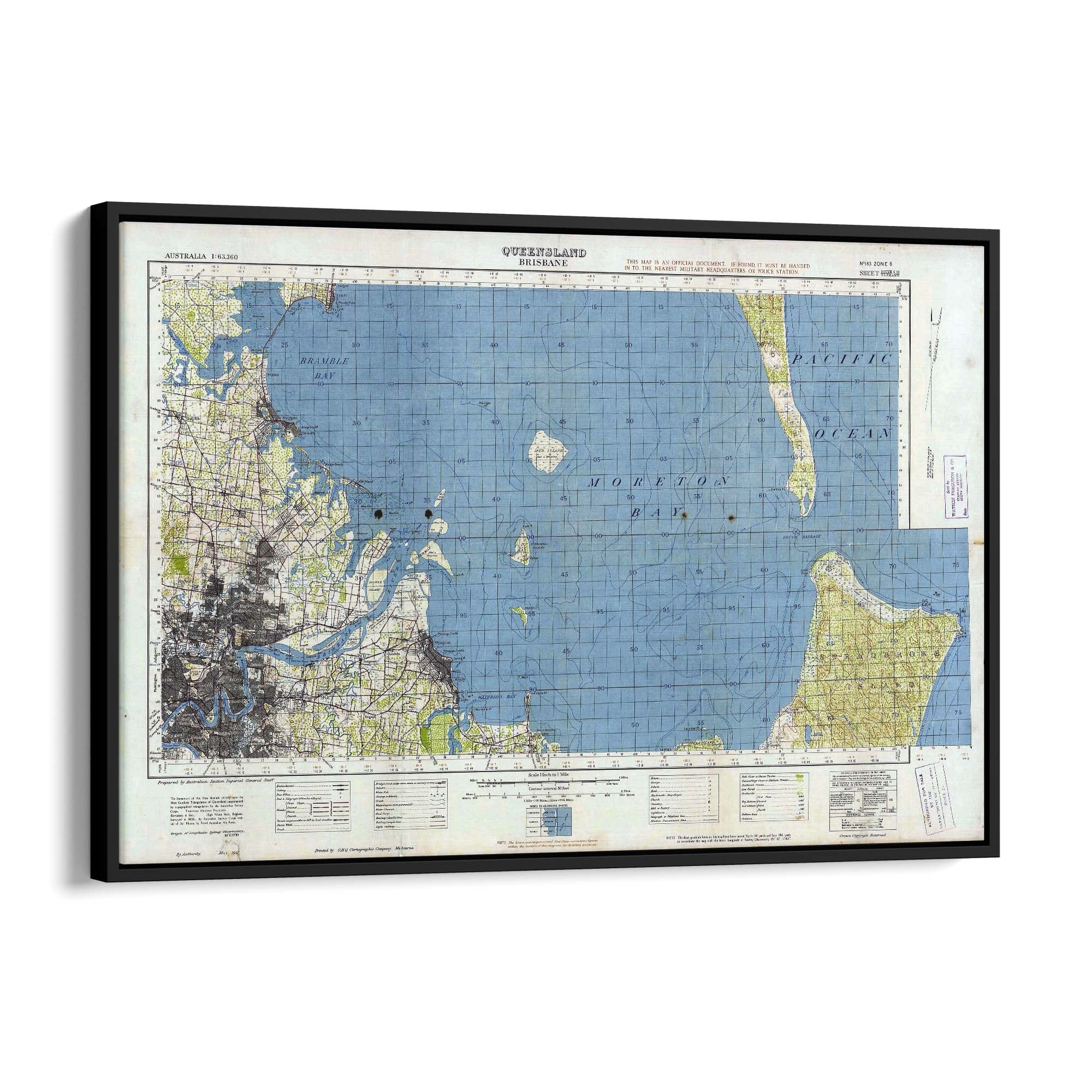 1937 Topographic Map of Brisbane, Queensland – Vintage Maps
