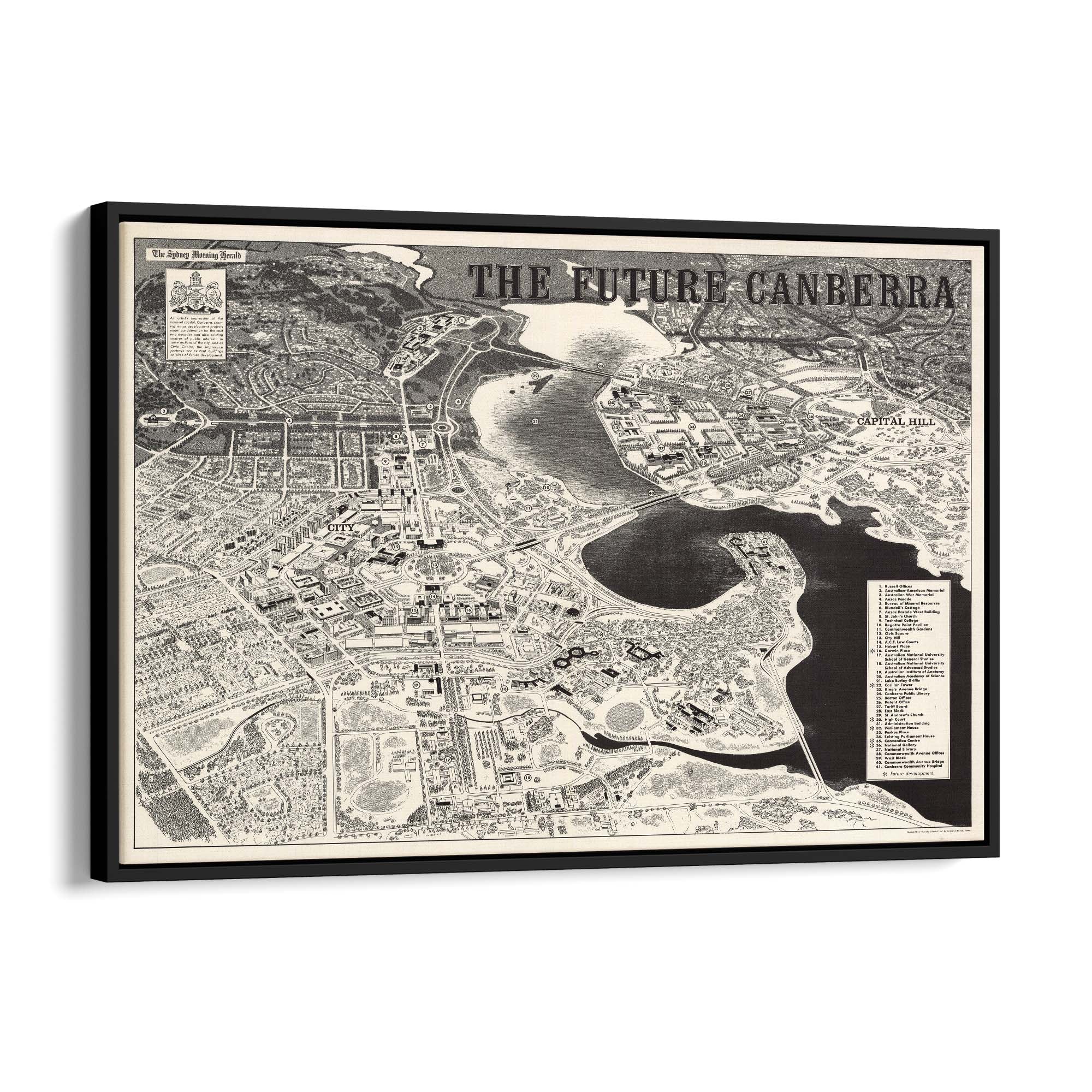 1966 Map of "The Future Canberra", Australian Capital Territory, Austr ...