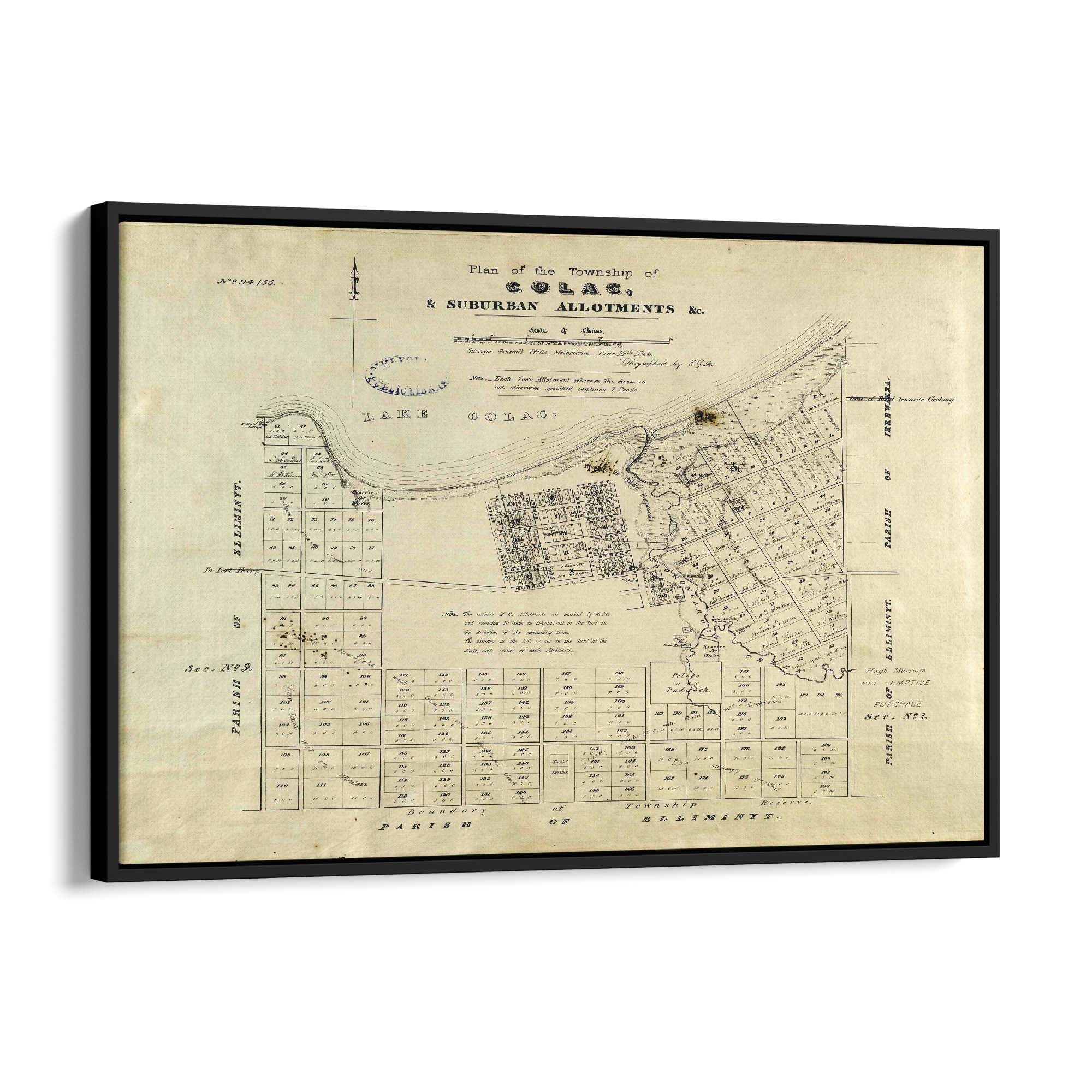 1855 Vintage Map of Colac, Victoria Australia – Vintage Maps