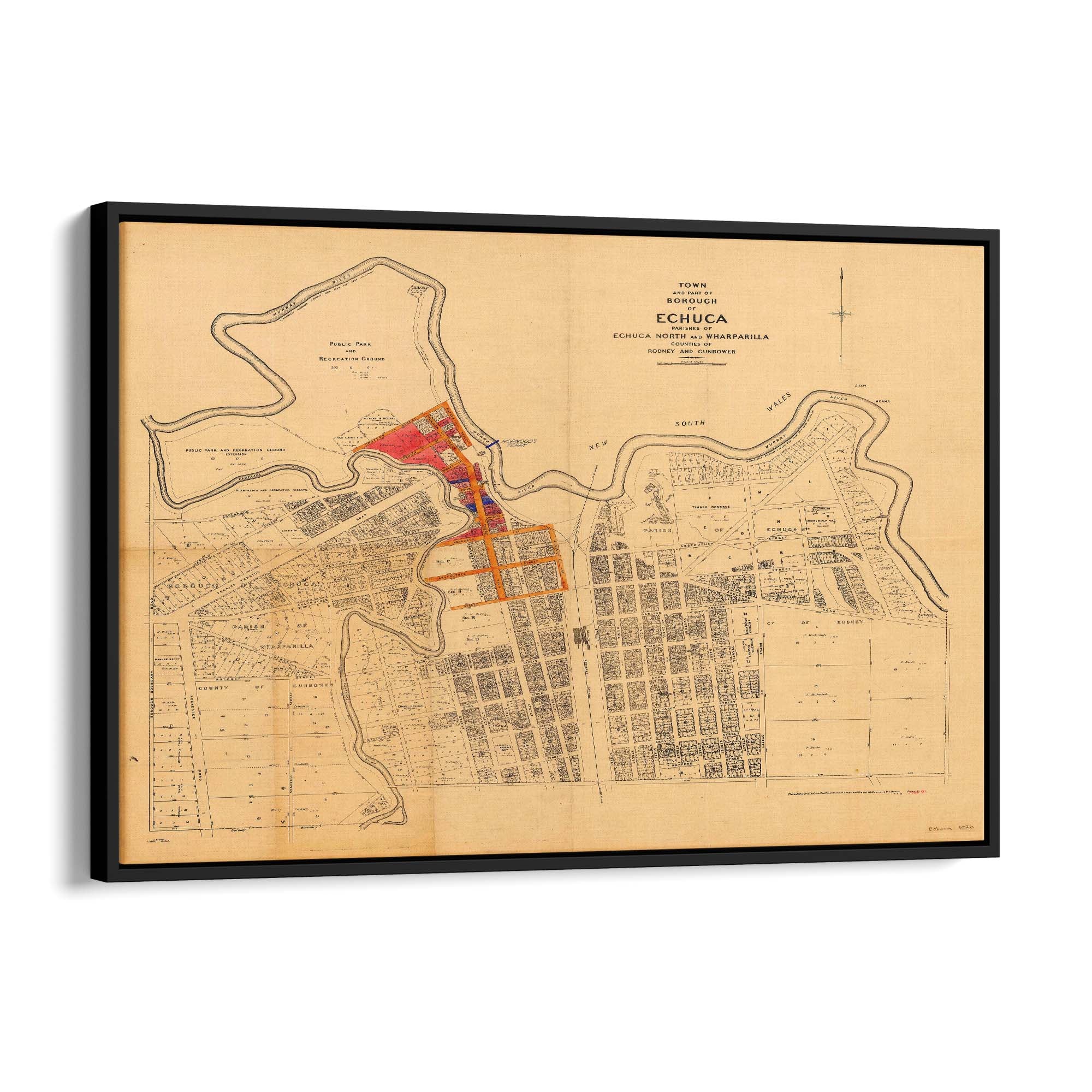 1926 Vintage Map of Echuca, Victoria Australia – Vintage Maps
