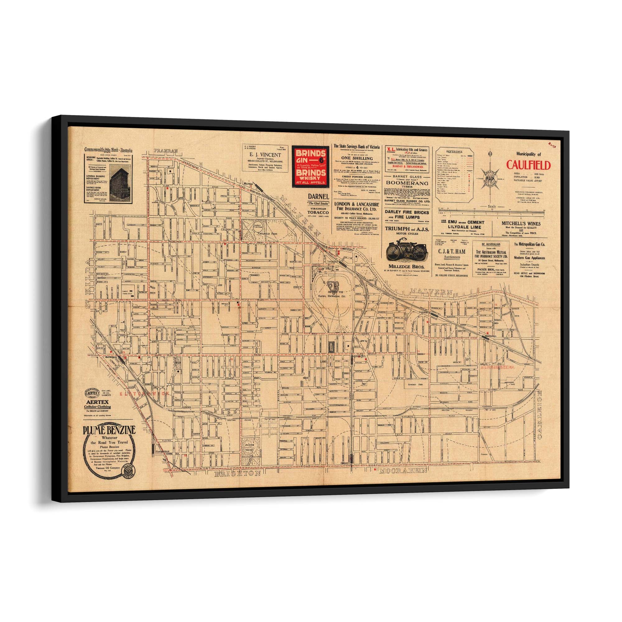 1921 Vintage Map of Caulfield, Victoria Australia – Vintage Maps