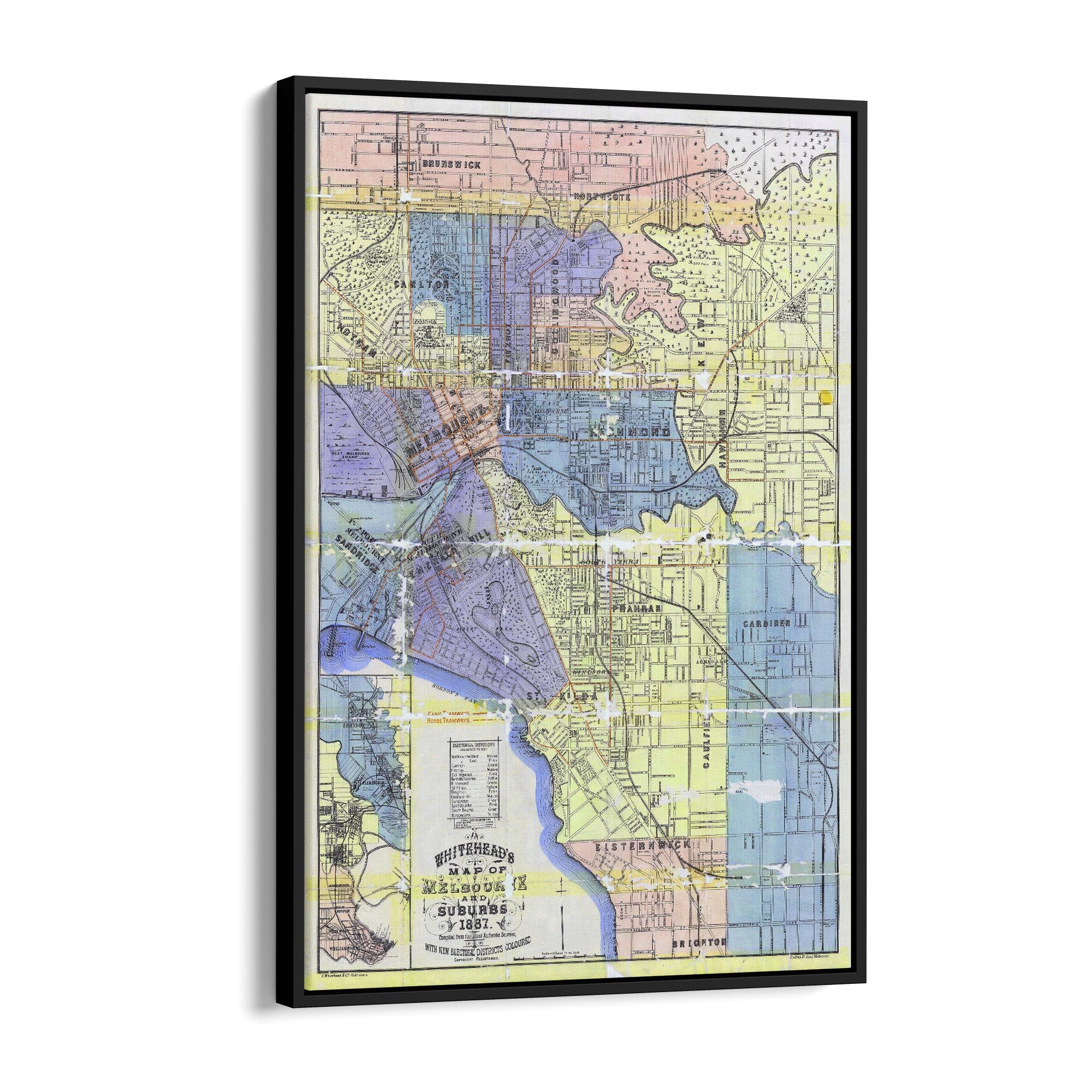 1887 Whitehead's Map of Melbourne and Suburbs – Vintage Maps