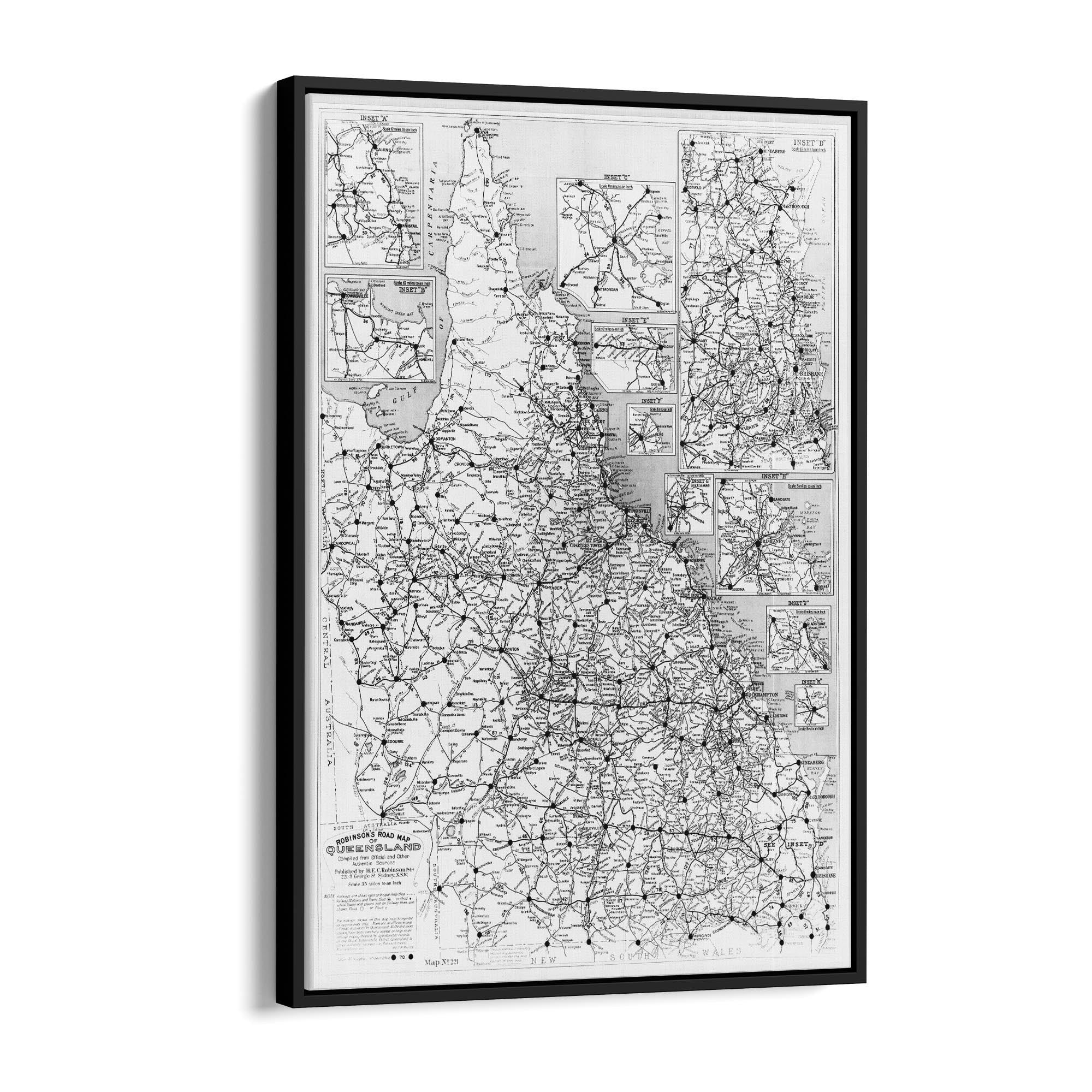 1928 Robinson's Road Map of Queensland – Vintage Maps