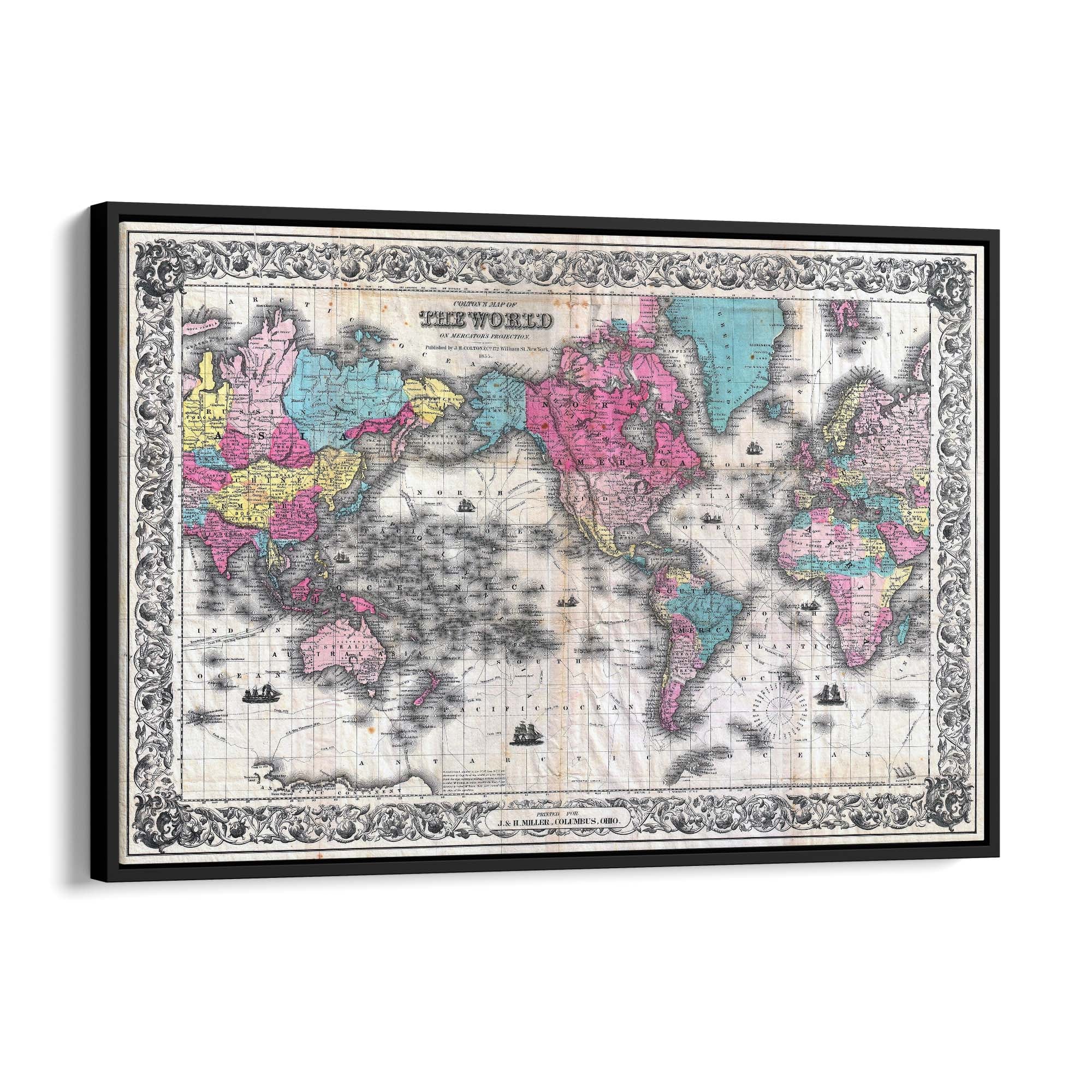 1852 Vintage Map of The World – Vintage Maps