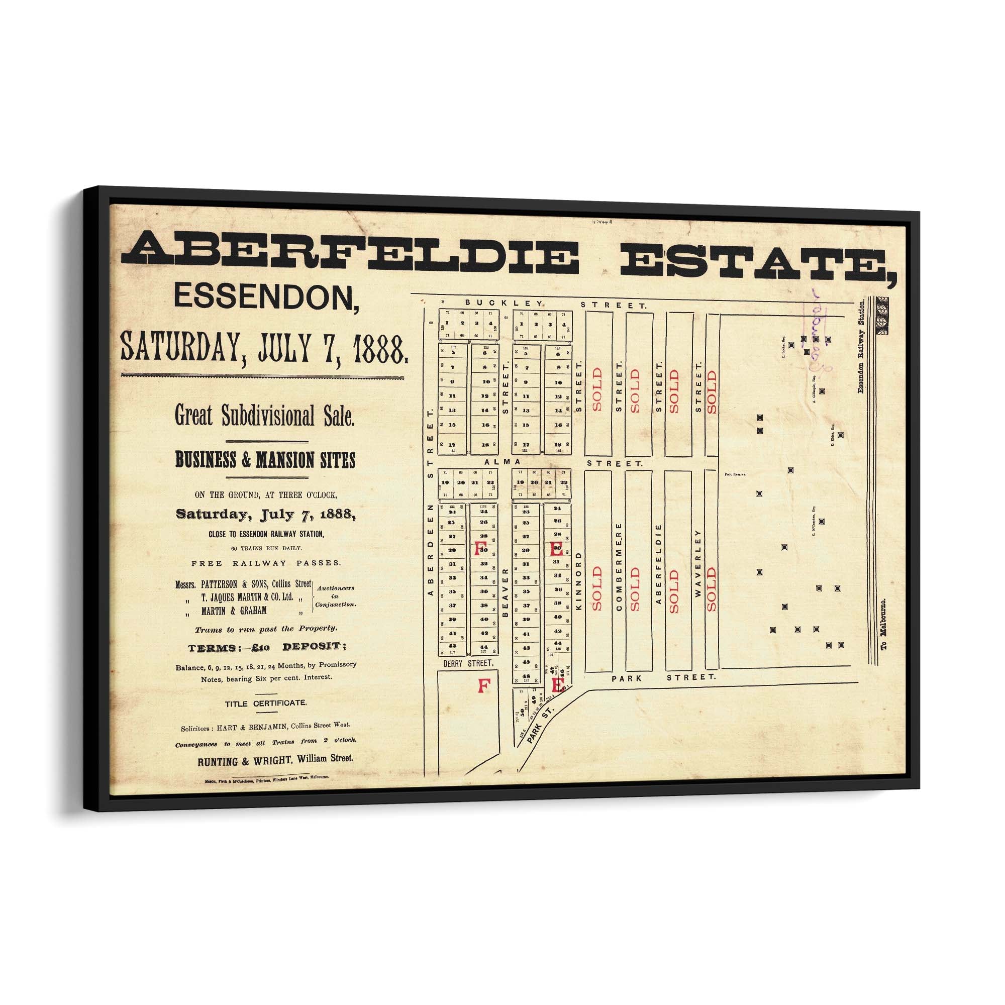 1888 Vintage Map of Essendon, Victoria Australia – Vintage Maps
